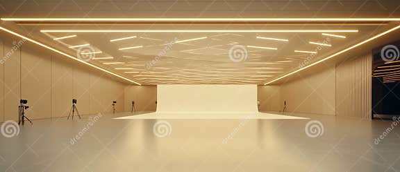 White Screen and Lighting Equipment in an Empty Photo Studio Stock ...