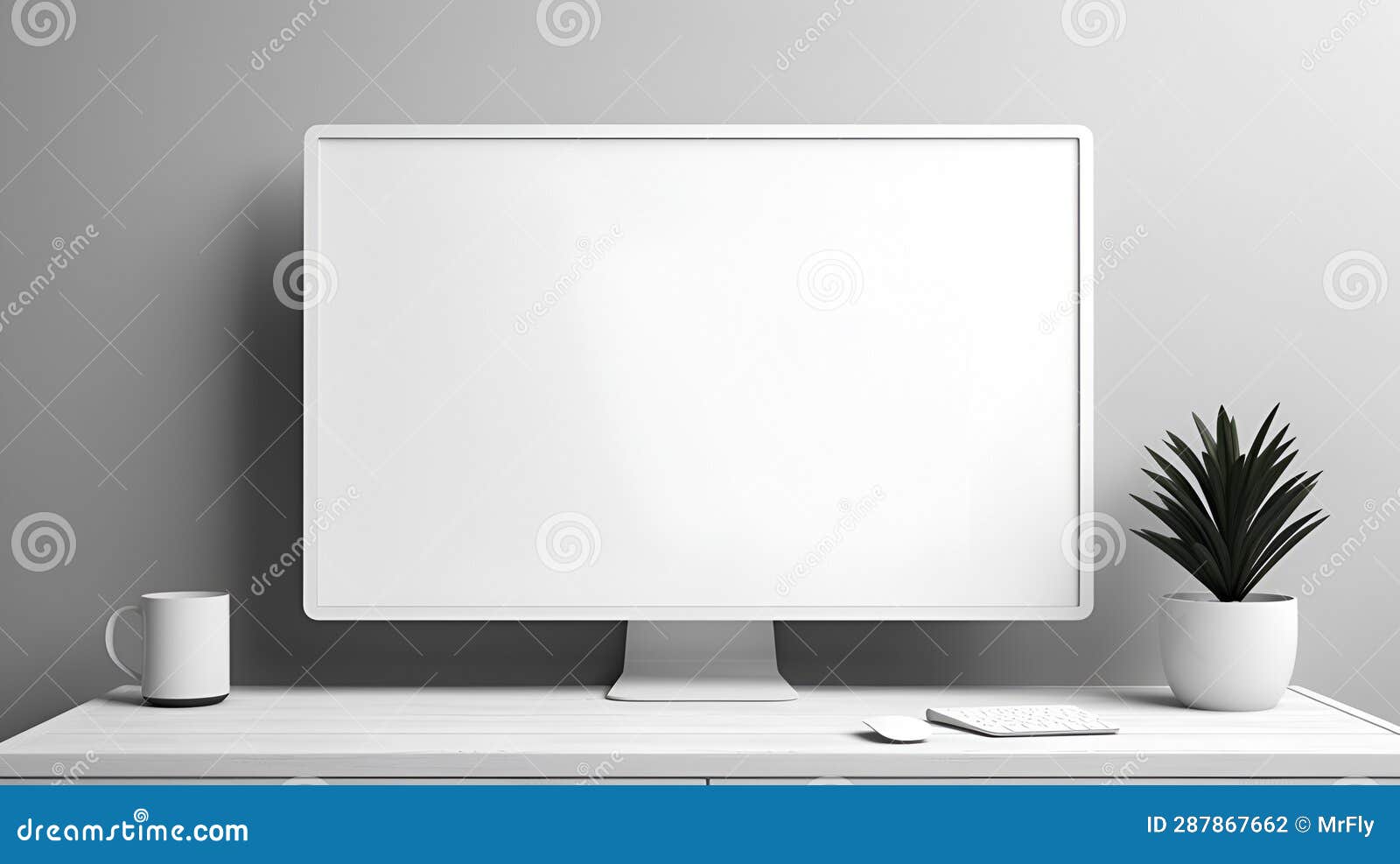 White Screen in Modern Minimalistic Office Stock Illustration ...