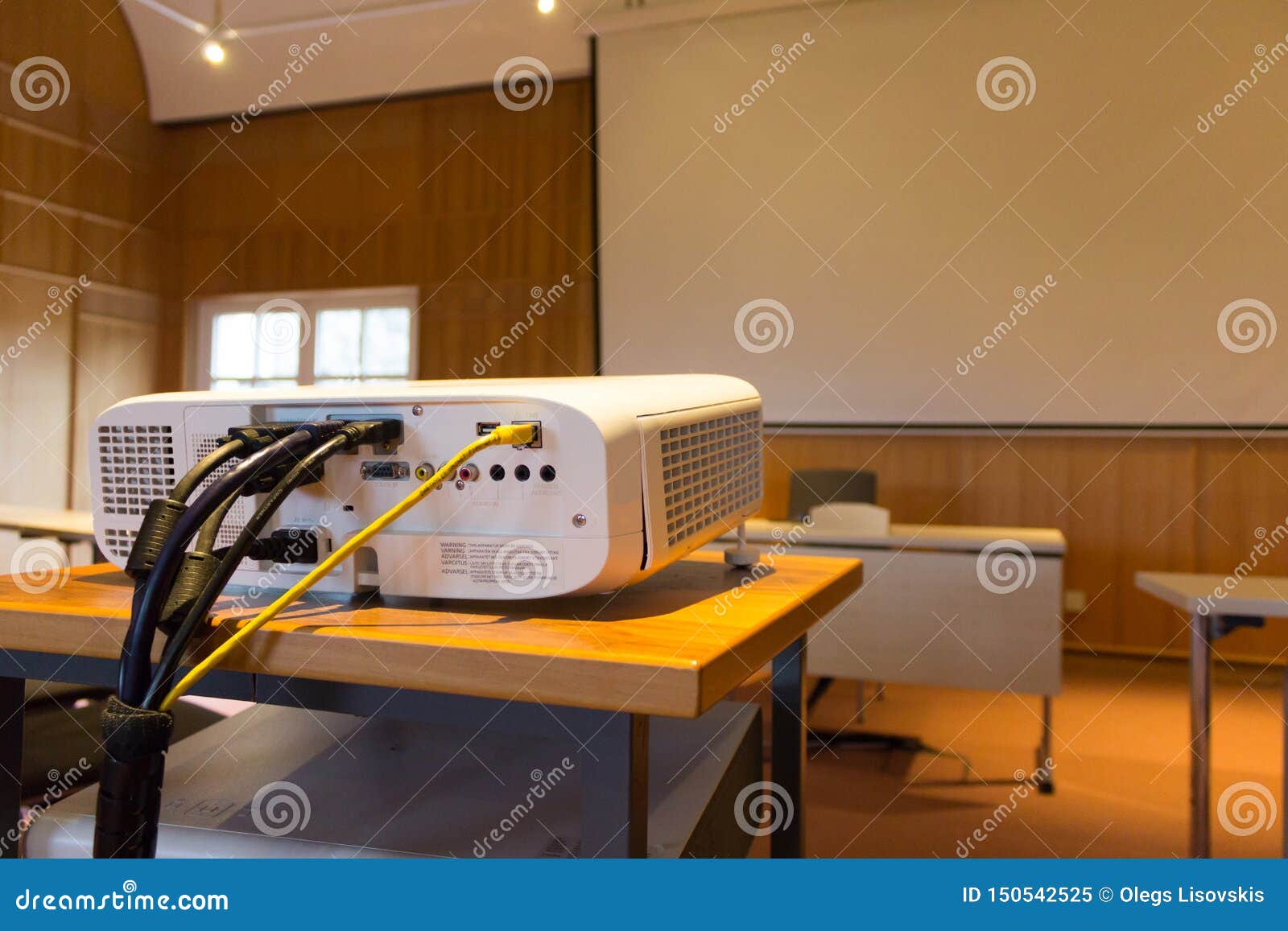 White Screen Projector in Front of a Screen Stock Image - Image of ...