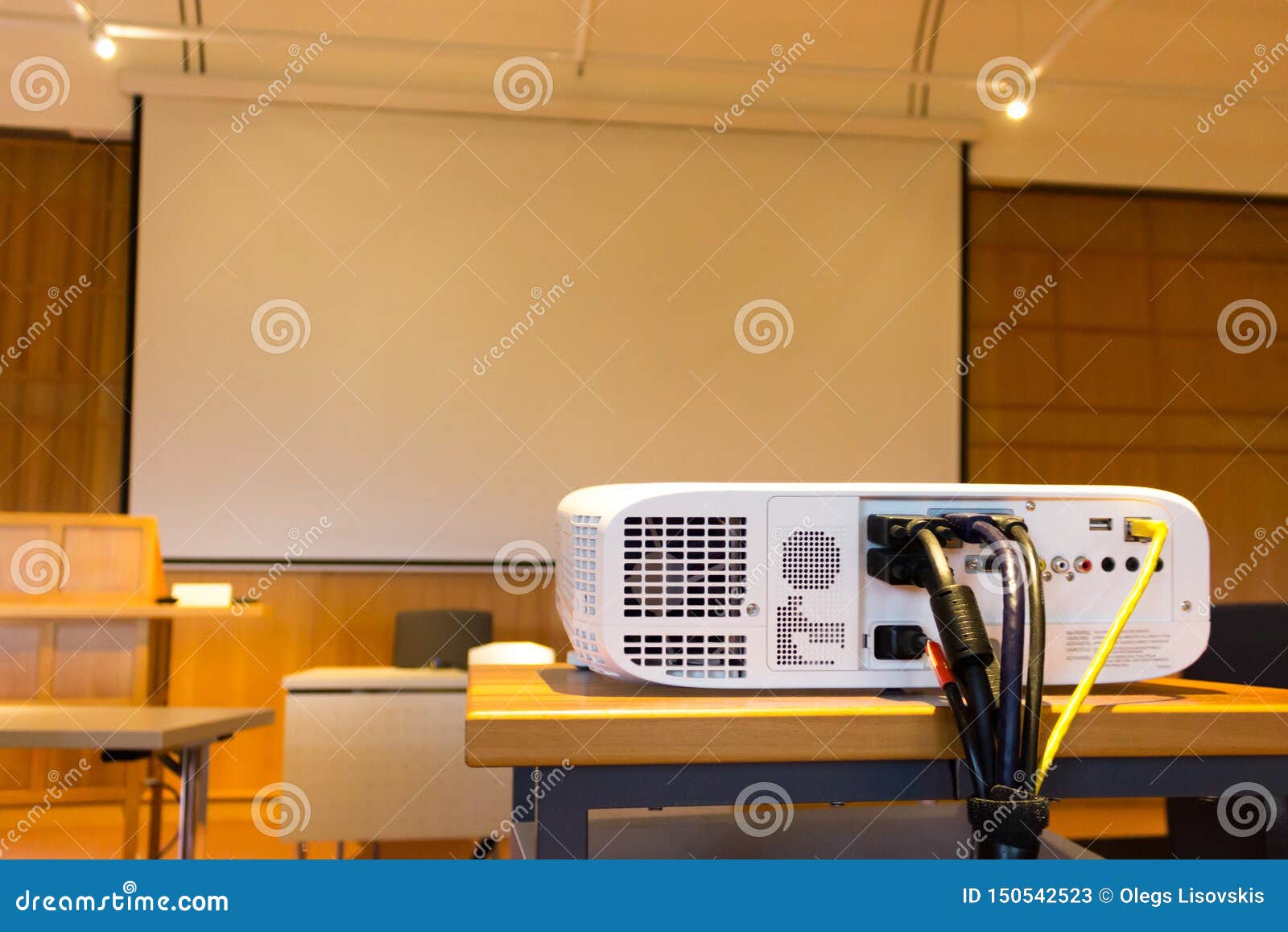 White Screen Projector in Front of a Screen Stock Image - Image of ...