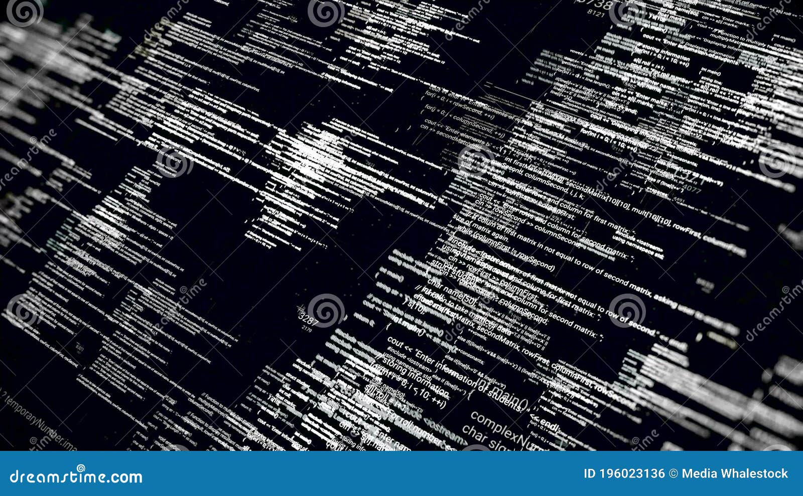 White Scrolling Lines of Programming Language on Black Background ... White Scrolling Lines of Programming Language on Black Background ...