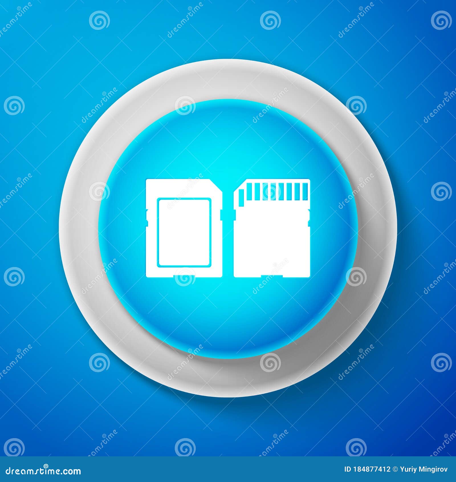 White SD Card Icon Isolated on Blue Background. Memory Card. Adapter ...