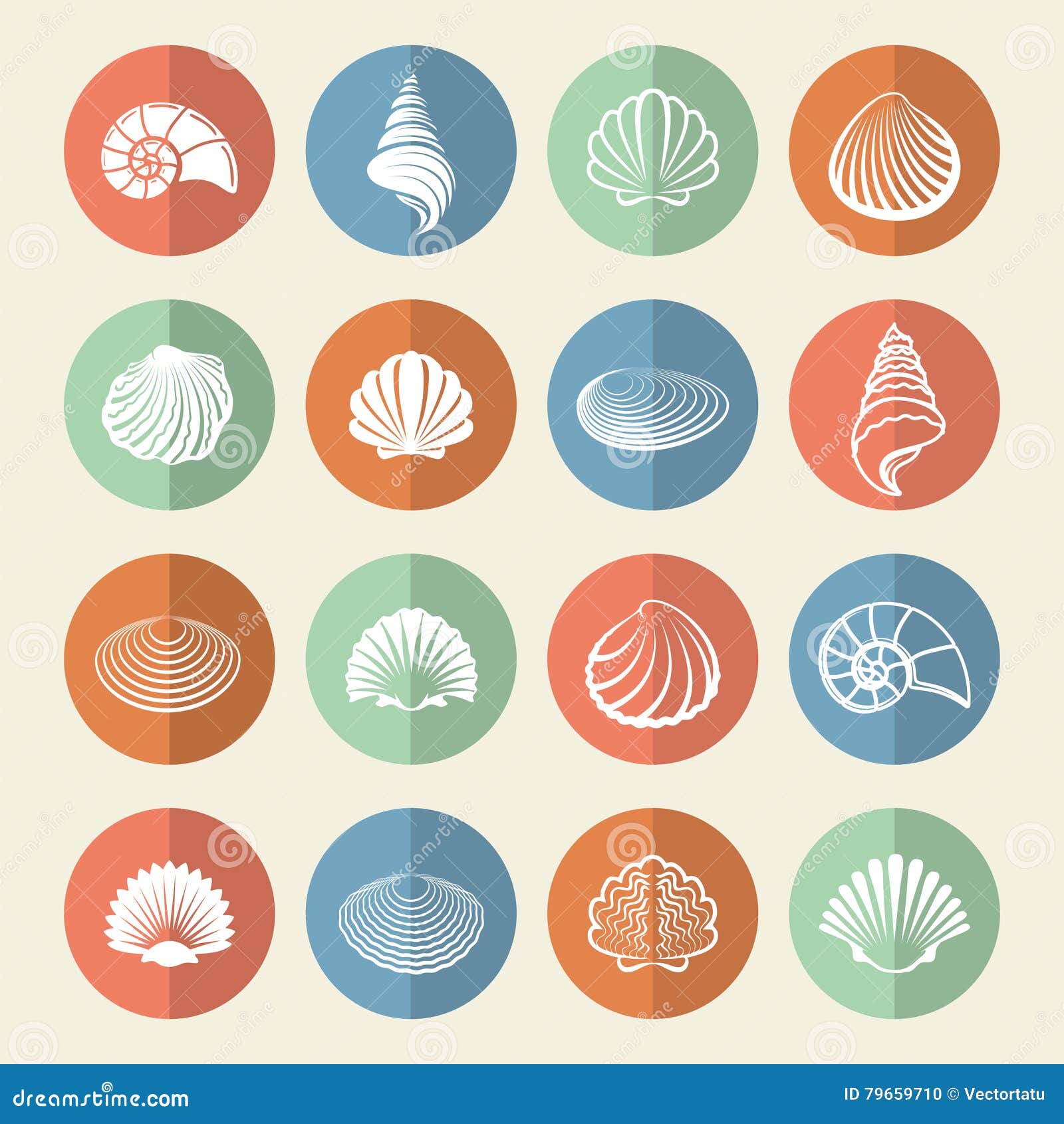White sea shells icons set stock vector. Illustration of oyster - 79659710