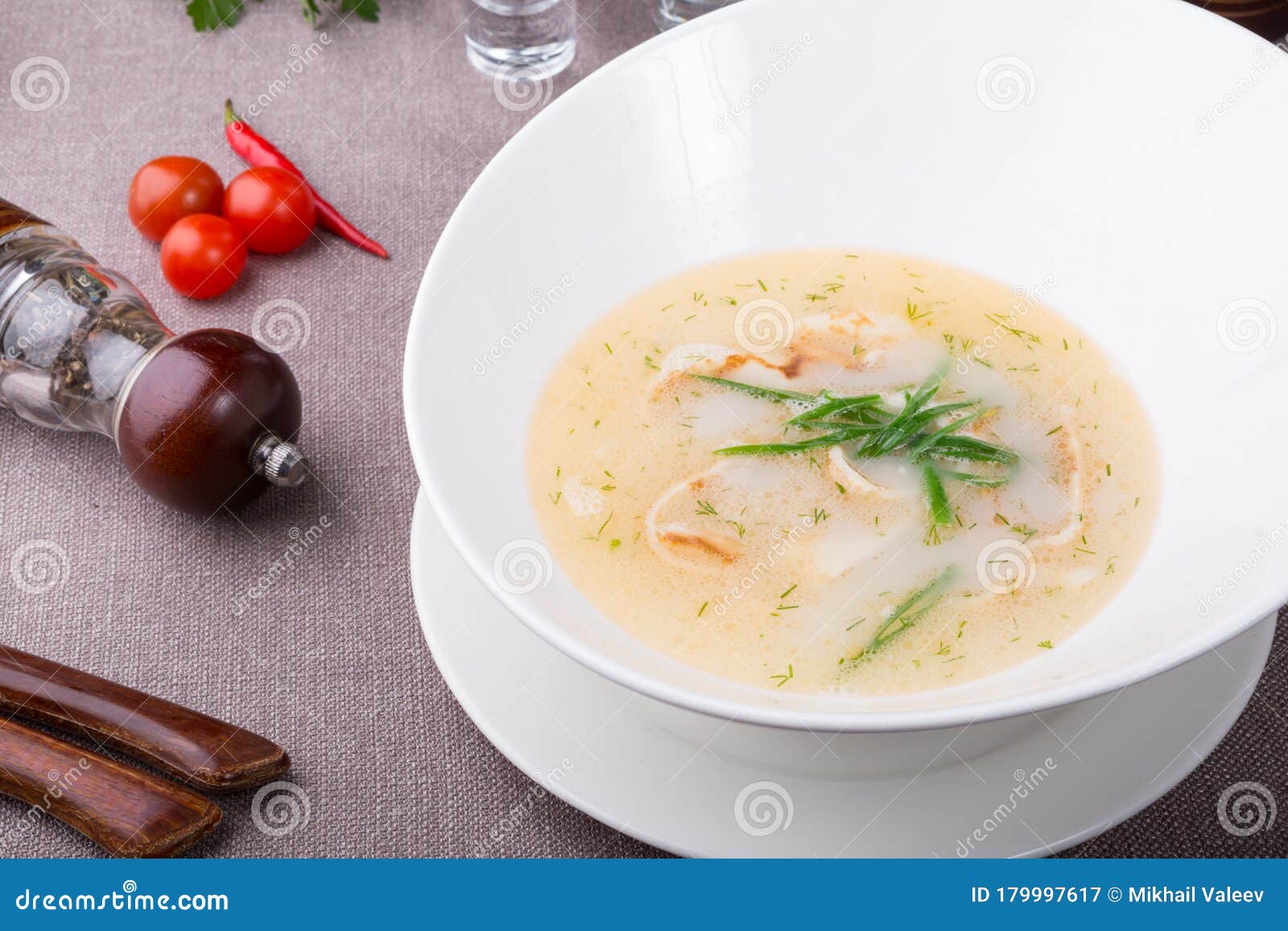 White Seafood Fish Creamy Soup Stock Image - Image of finnish, appetite ...