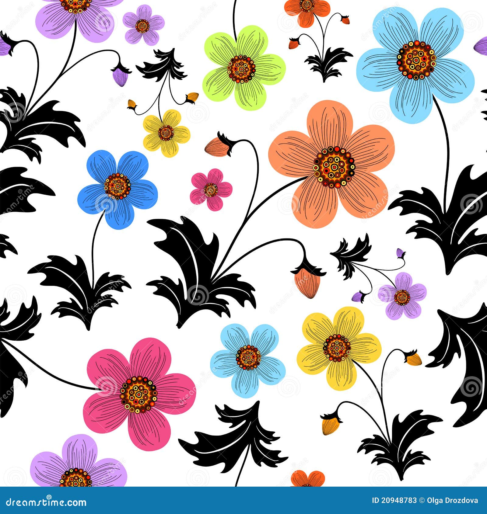 White Seamless Floral Pattern Stock Vector - Illustration of graphic ...