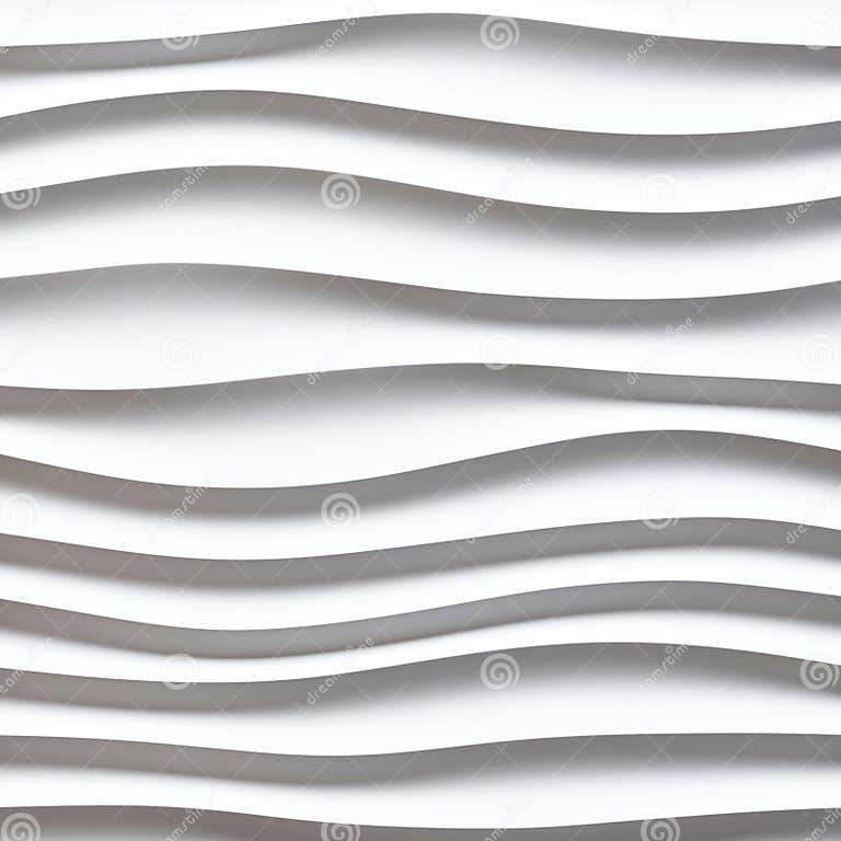 White Seamless Texture. Wavy Background. Interior Wall Decoration. 3D ...