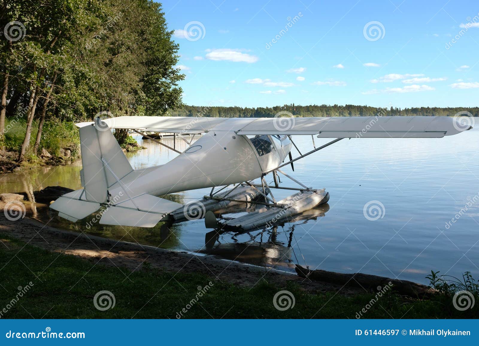 White Seaplane on the Lake Shore Stock Image - Image of travel ...