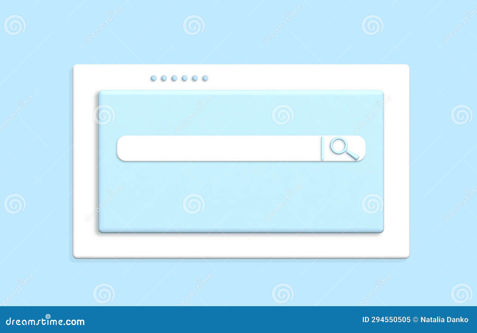 White Search Bar on a Blue Background, Data Entry Column. 3D ...