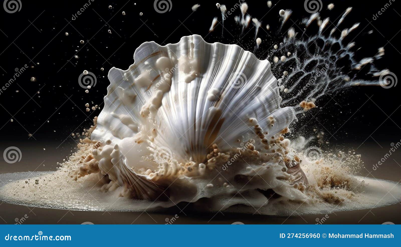 White Seashell on Sand, Made with Generative AI Stock Illustration ...