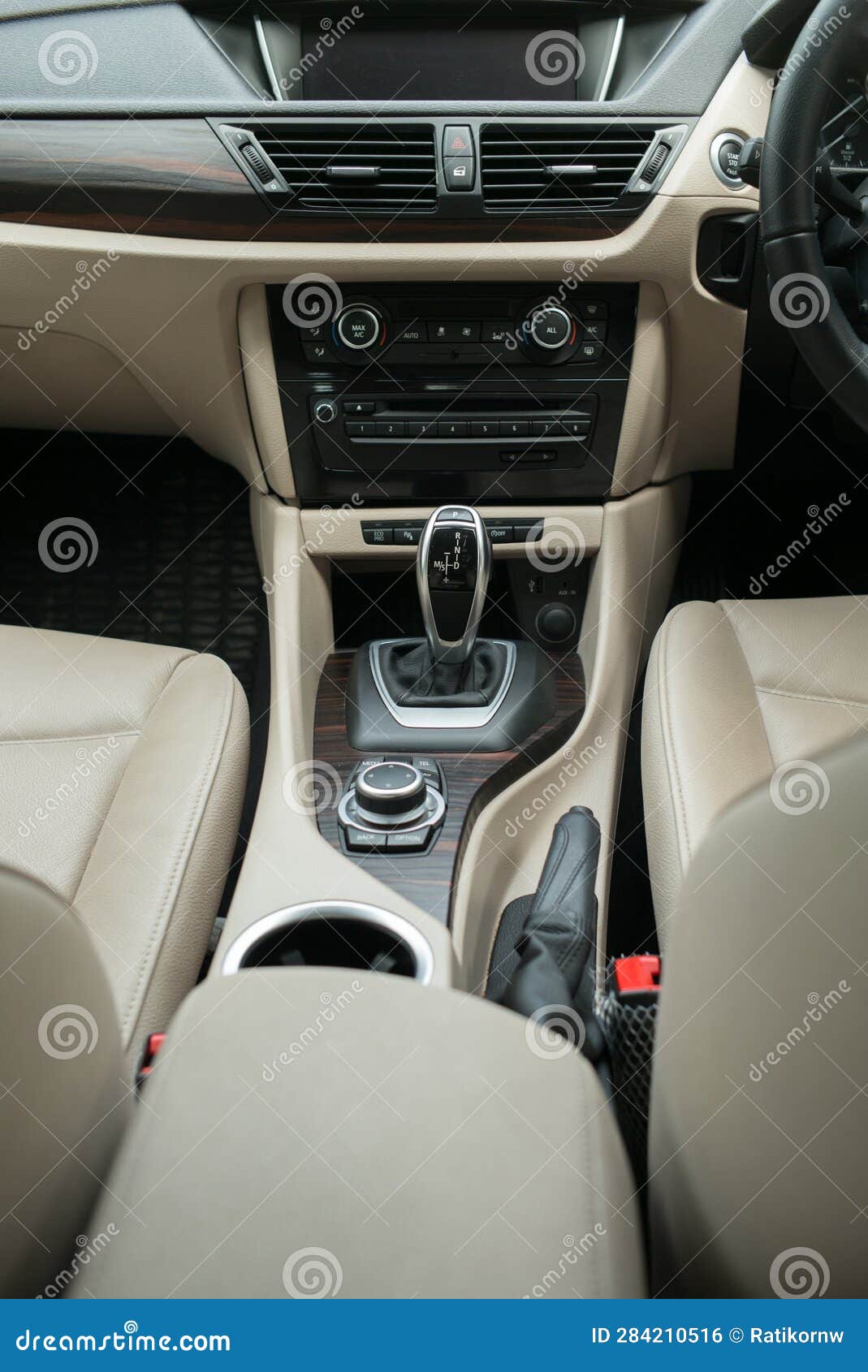 White Seat Luxury Car Console and Dashboard Stock Photo - Image of ...