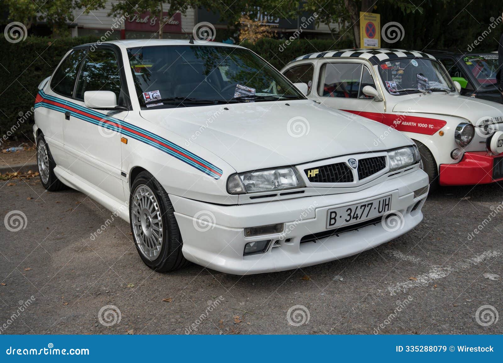 White Second Generation Lancia Delta HF with Martini Racing Lines on ...