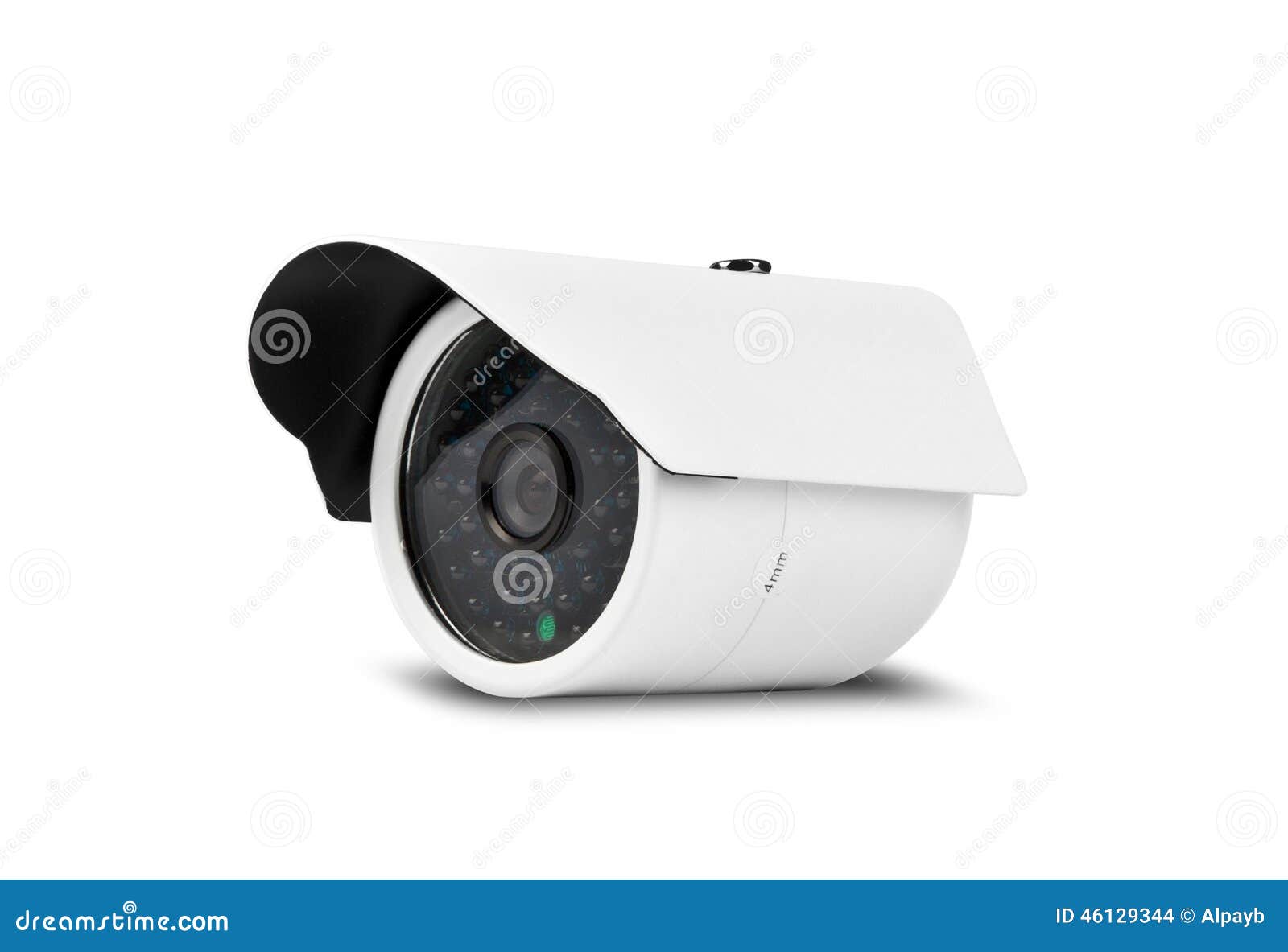 White Security Camera with Clipping Path Stock Photo - Image of ...