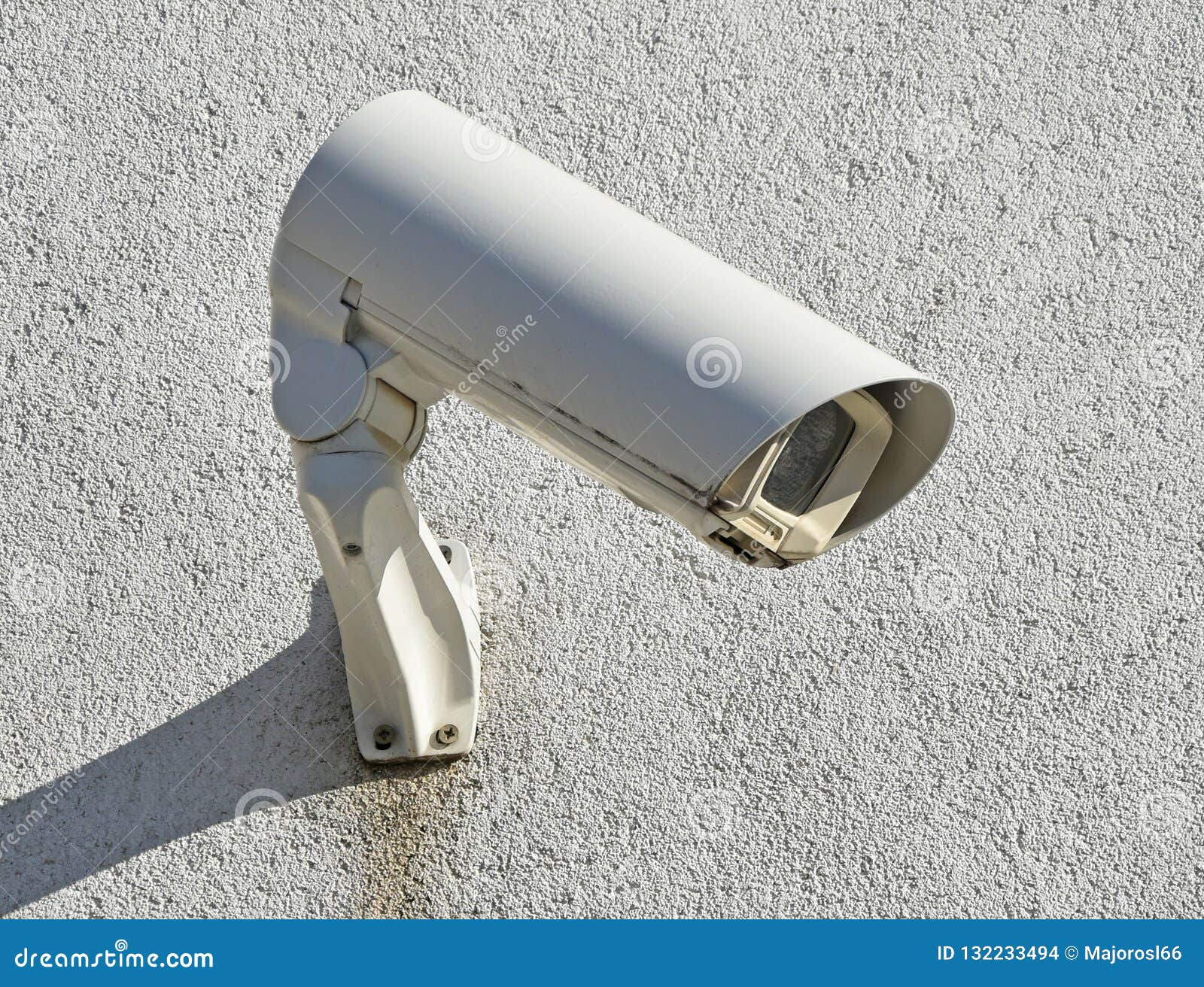 White Security Camera on the Wall Stock Photo - Image of white, angle ...