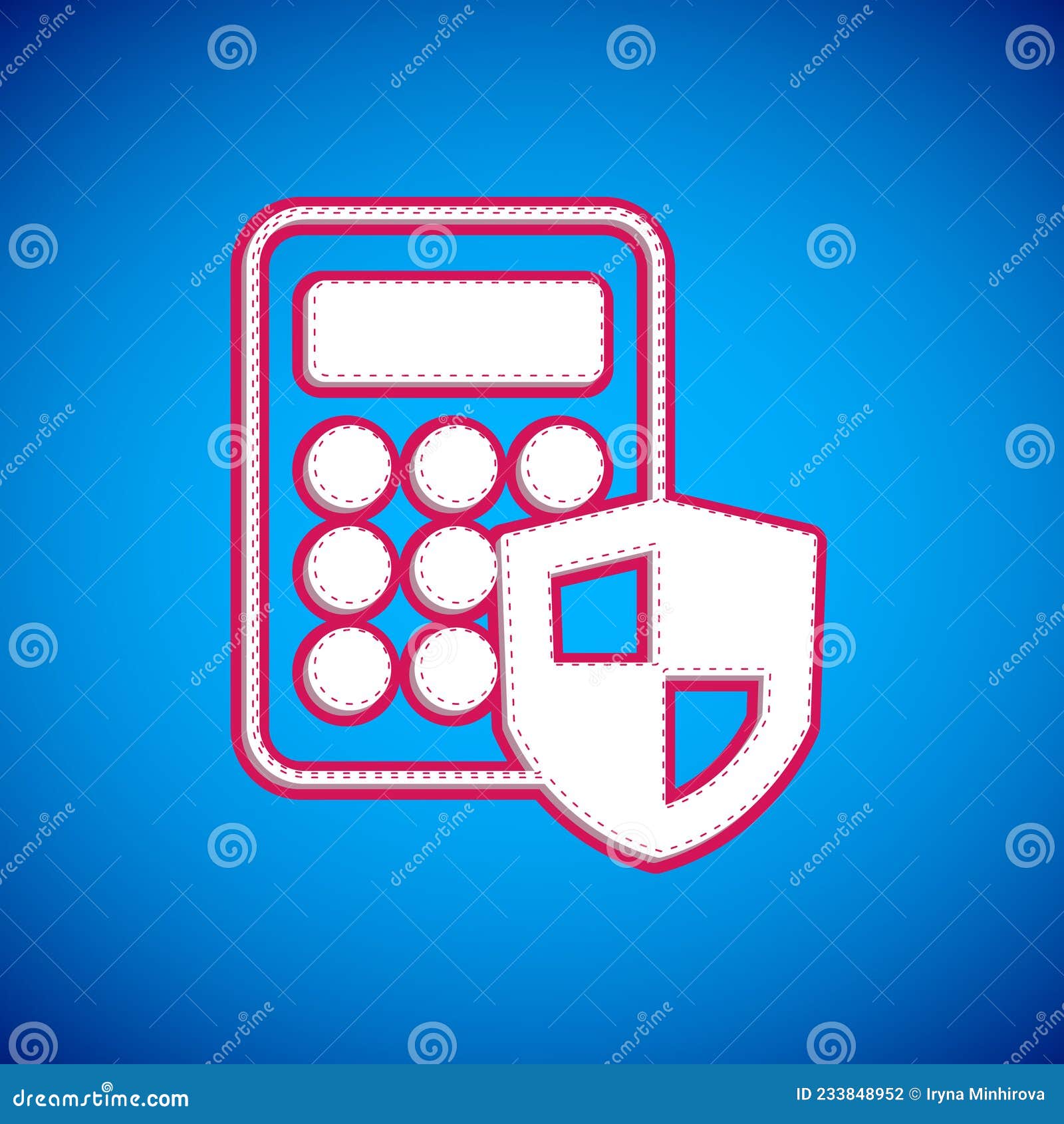 White Security System Control Panel with Display Icon Isolated on Blue ...