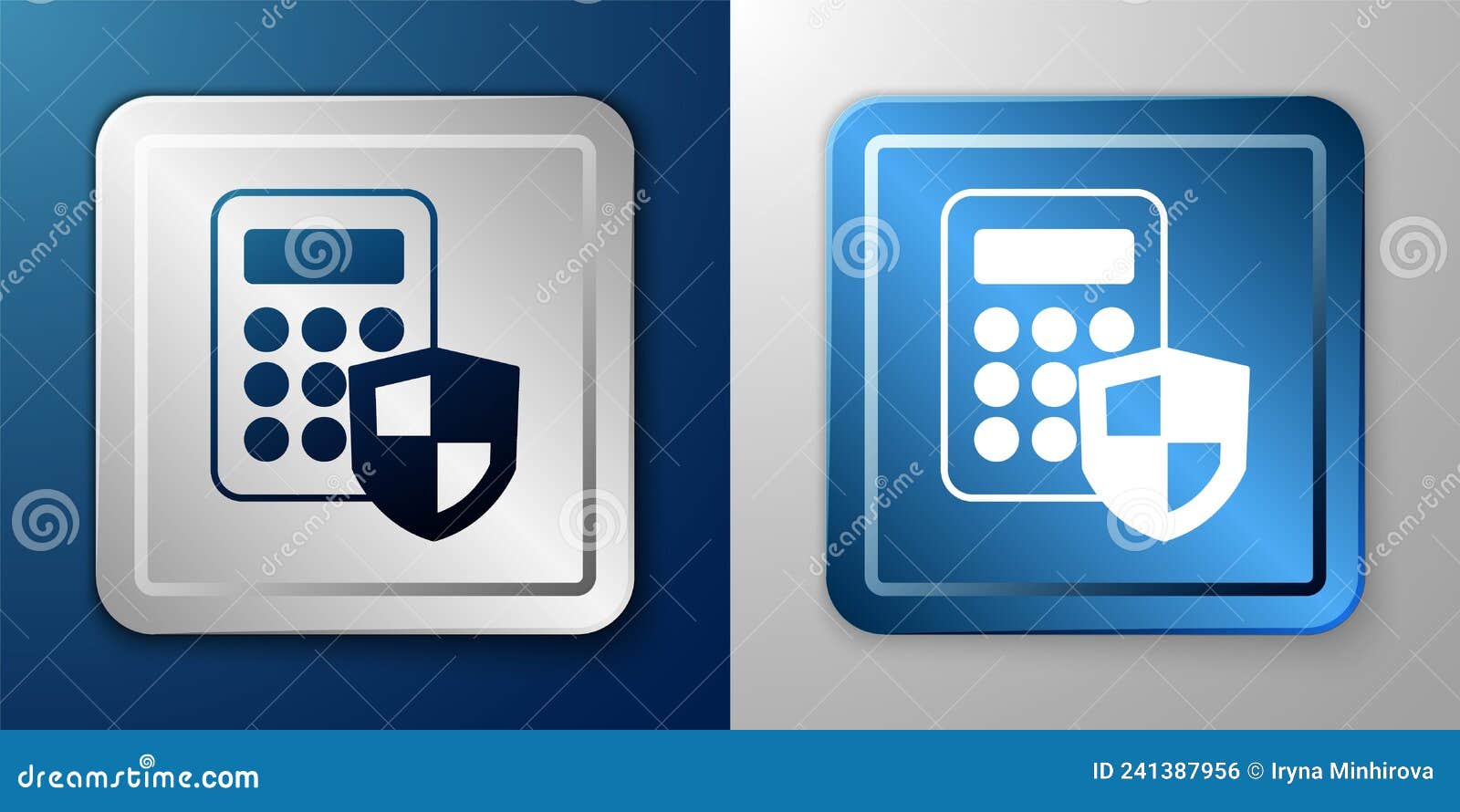 White Security System Control Panel with Display Icon Isolated on Blue ...