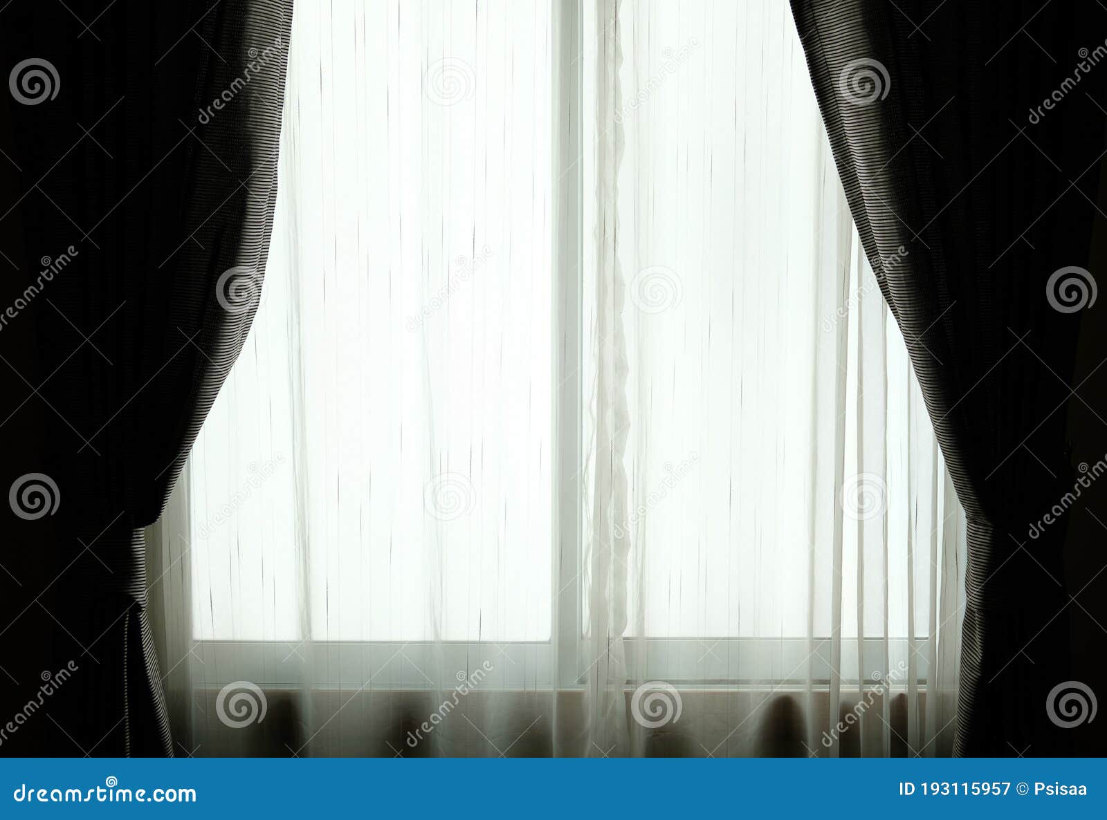 White See through Sheer Window Curtain. Transparent Fabric Stock Image ...