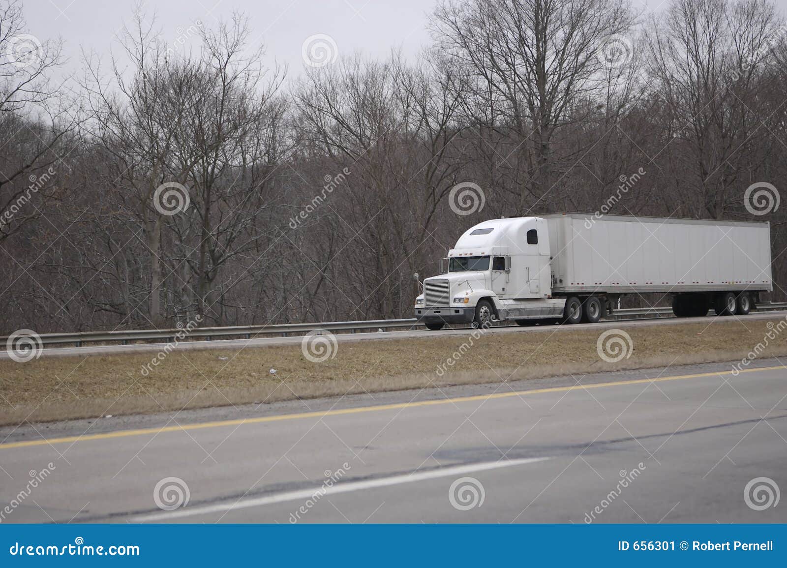 White Semi Tractor Trailer Truck Stock Image - Image of load, move: 656301