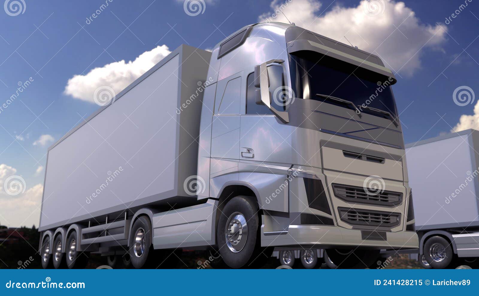 White Semi Trucks Loading or Unloading. Cargo Logistics Concept Stock ...