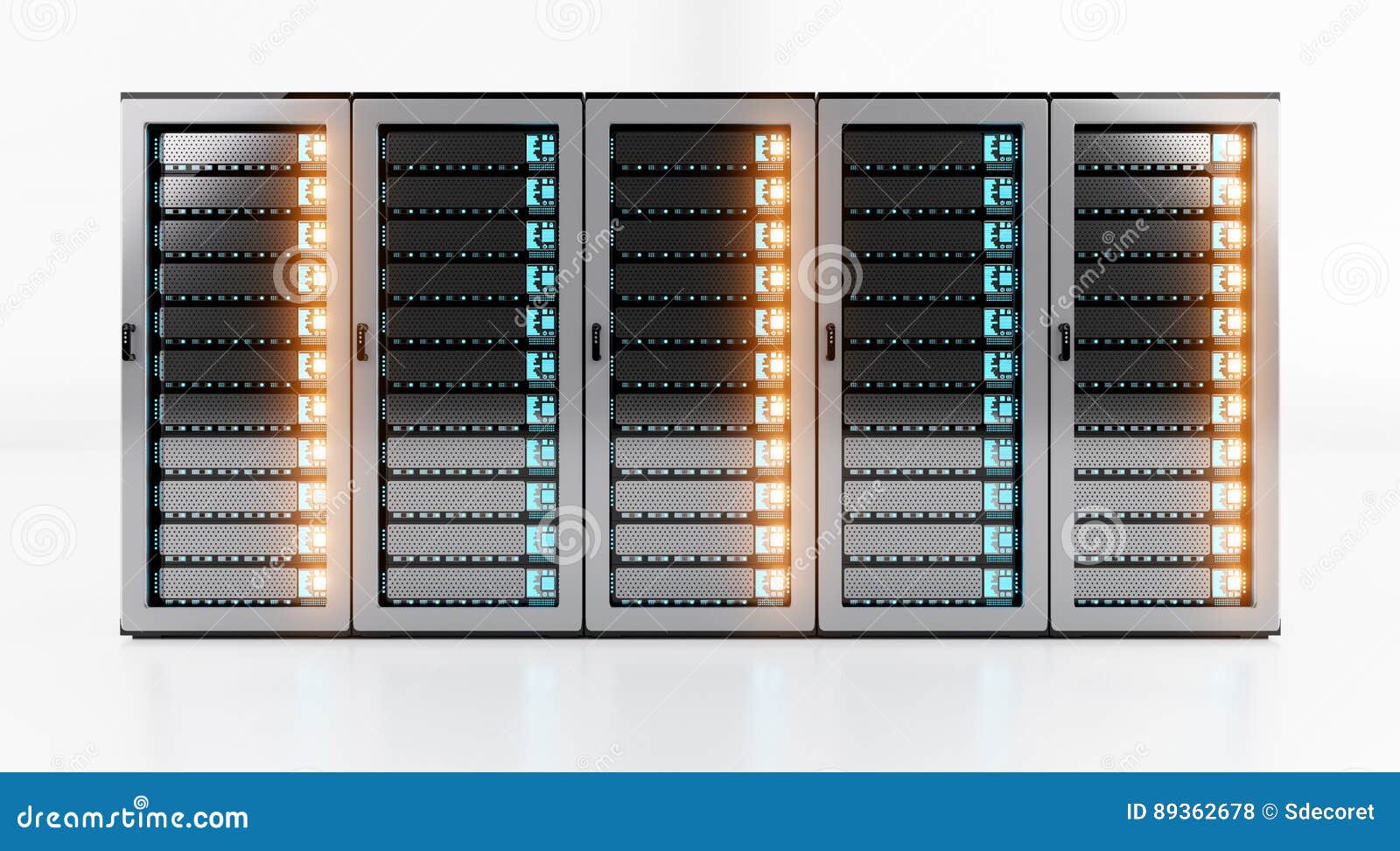 White Server Center Room 3D Rendering With Advanced Computer Systems ...