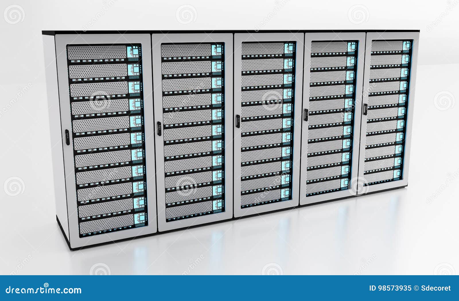 White Server Room Data Center Storage 3D Rendering Stock Illustration ...