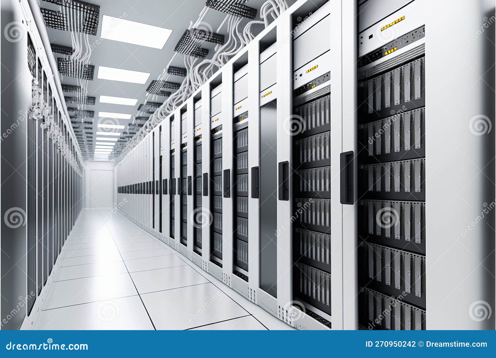 White Server Room. Generative Ai Stock Illustration - Illustration of ...
