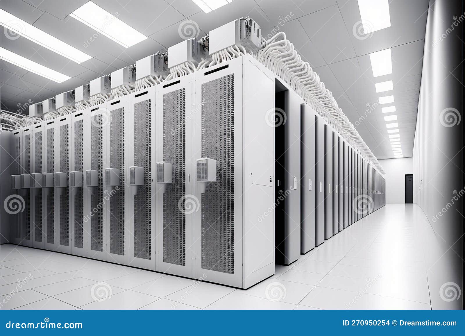 White Server Room. Generative Ai Stock Illustration - Illustration of ...