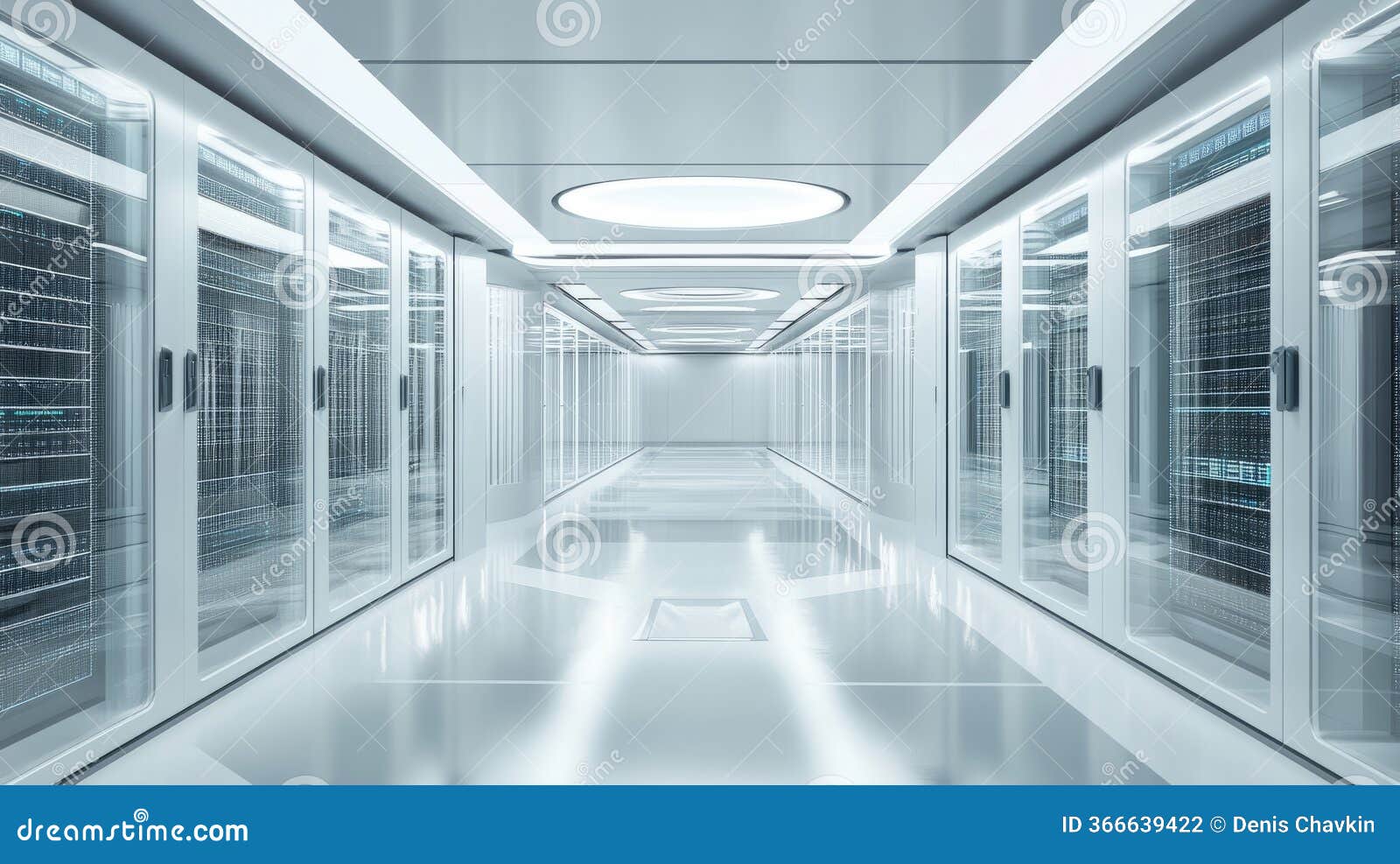 White Server Center Room 3D Rendering With Advanced Computer Systems ...