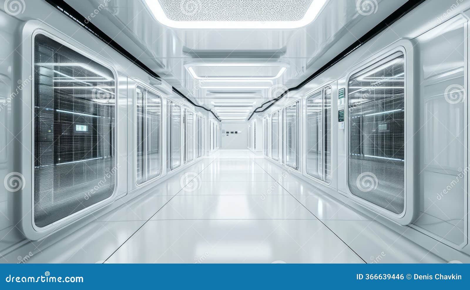 White Server Center Room 3D Rendering With Advanced Computer Systems ...