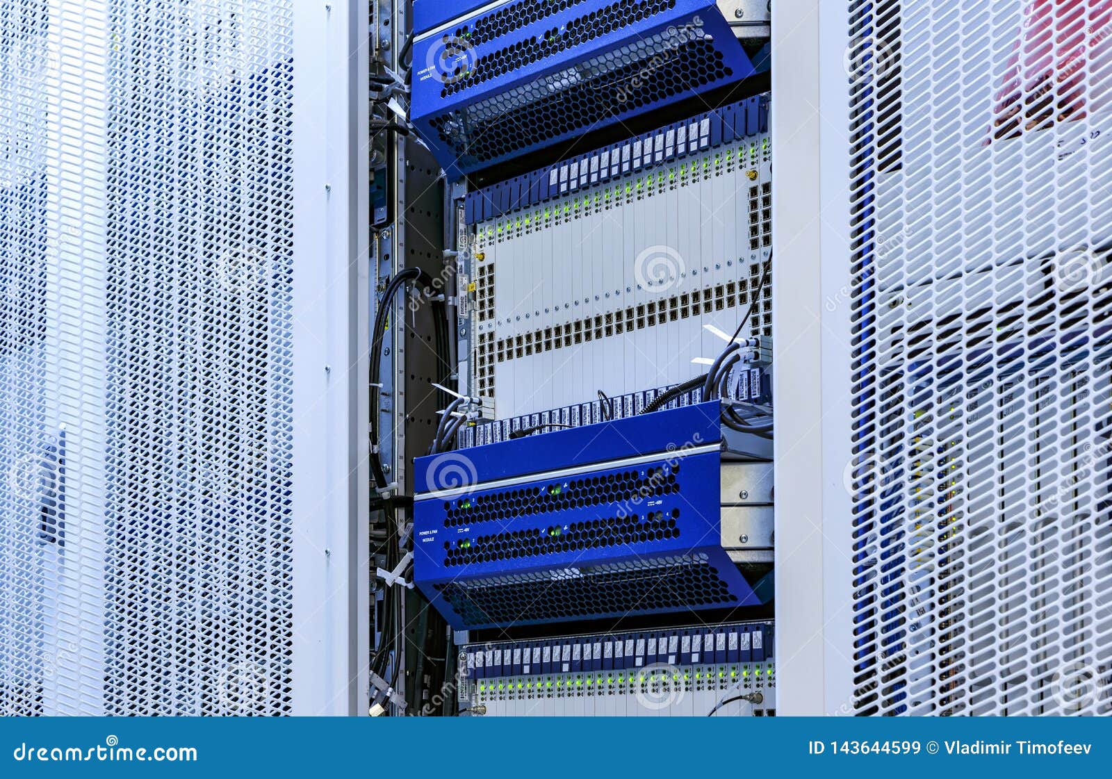 White Server Room Network Communications Server Cluster in Server Room ...