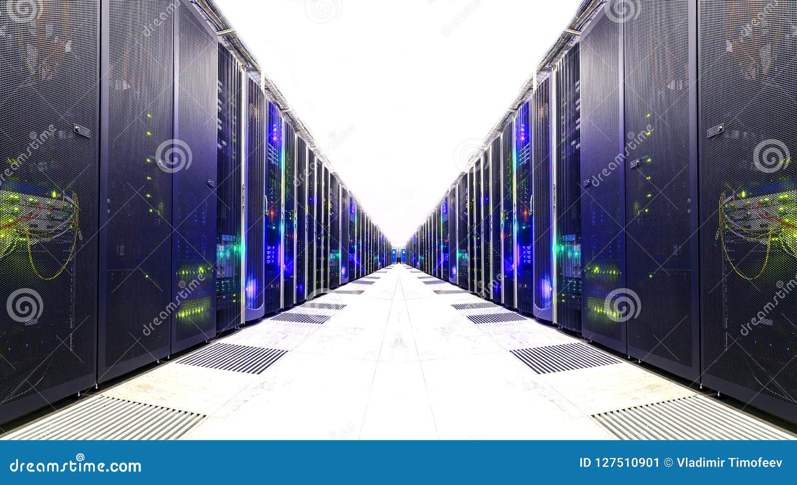 White Server Room Network Communications Server Cluster in a Server ...