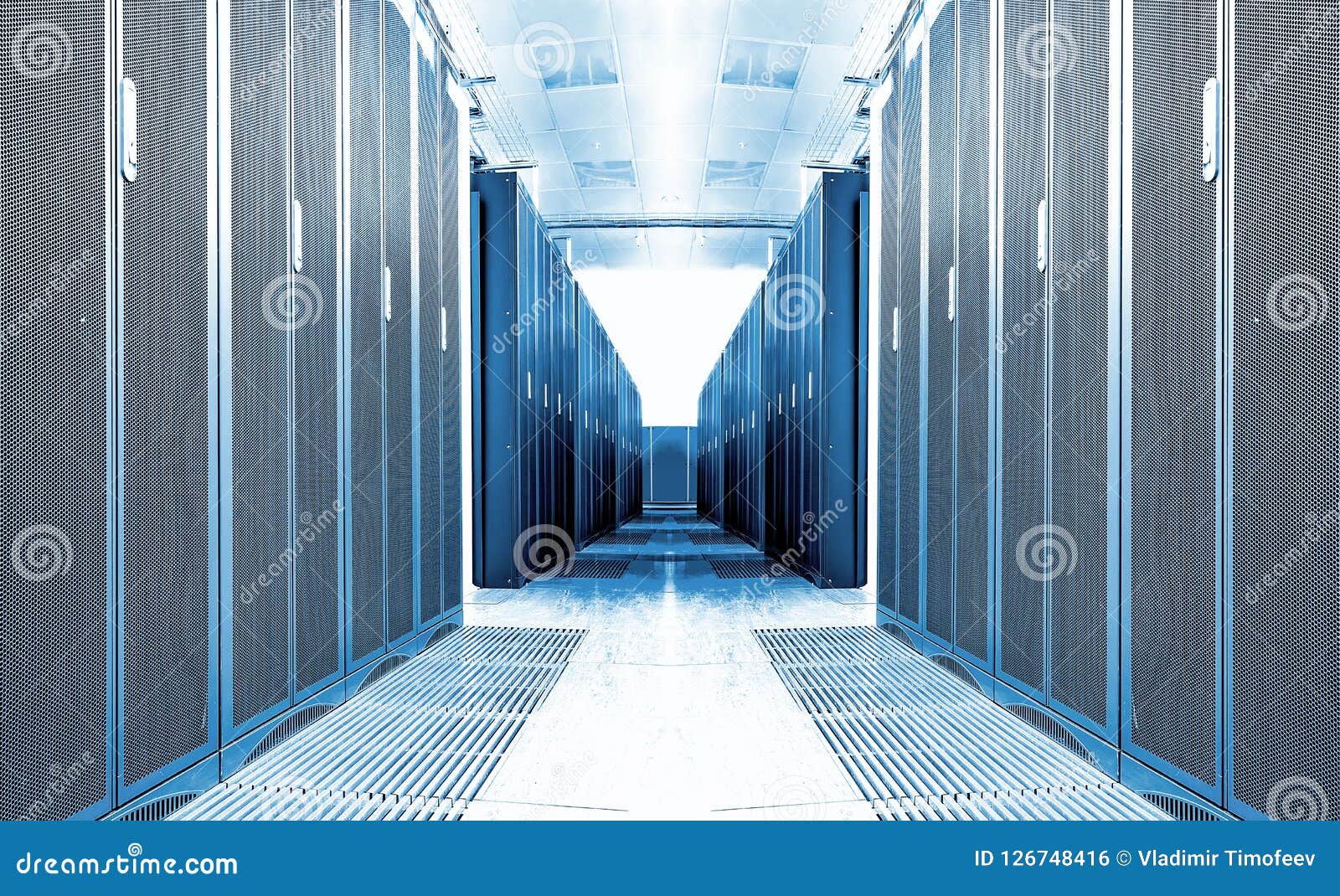 White Server Room Network/communications Server Cluster in a Server ...