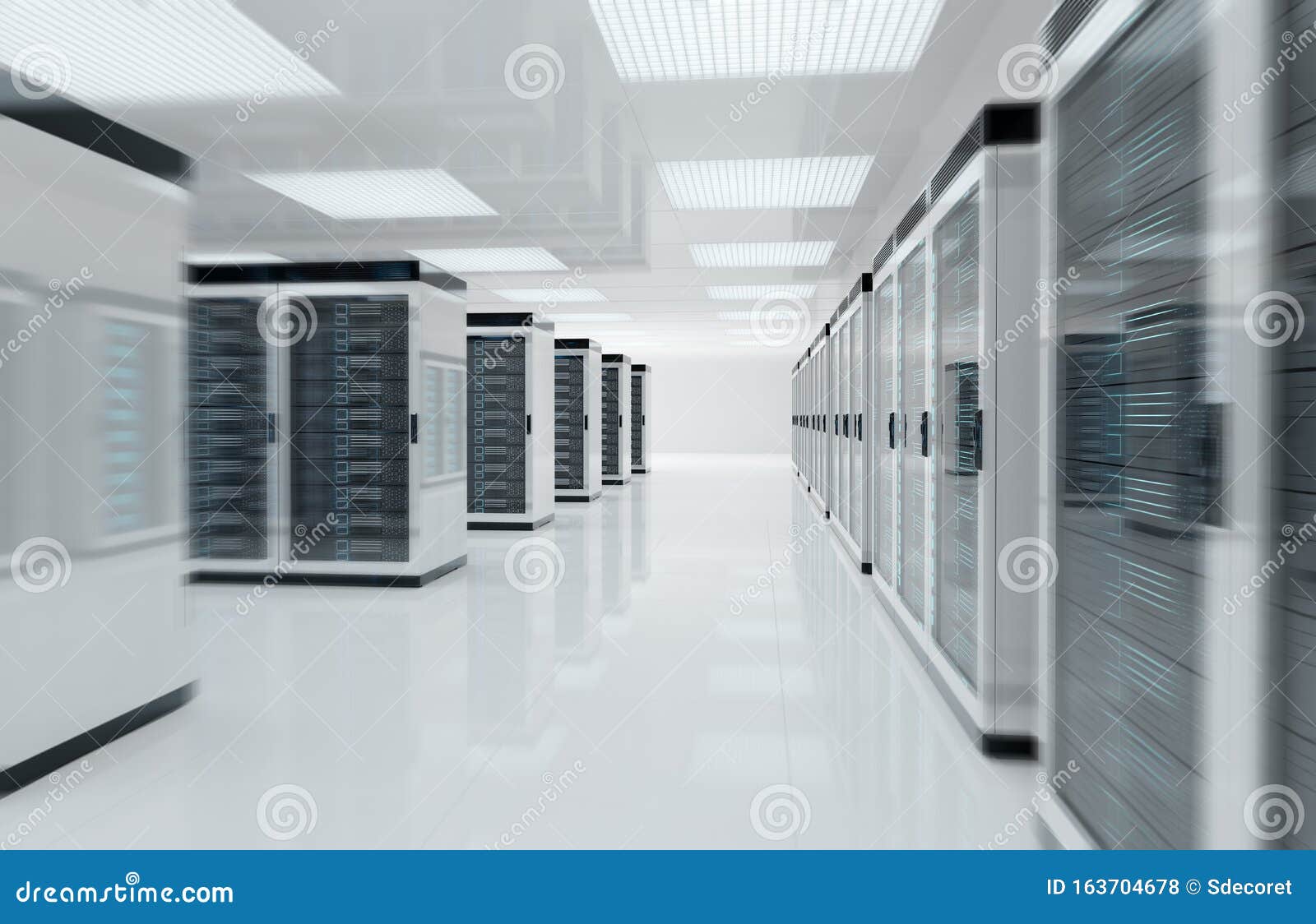 White Servers Center Room with Computers and Storage Systems 3D ...