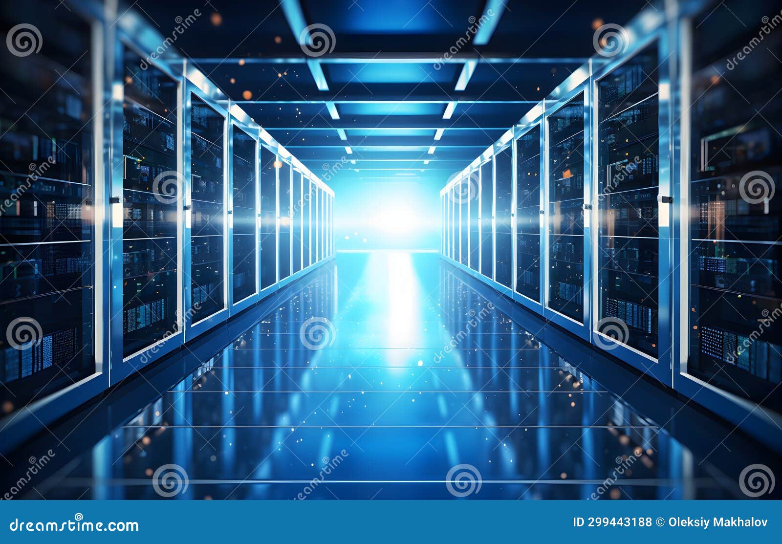 White Servers Data Center Room with Computers and Storage Systems and ...