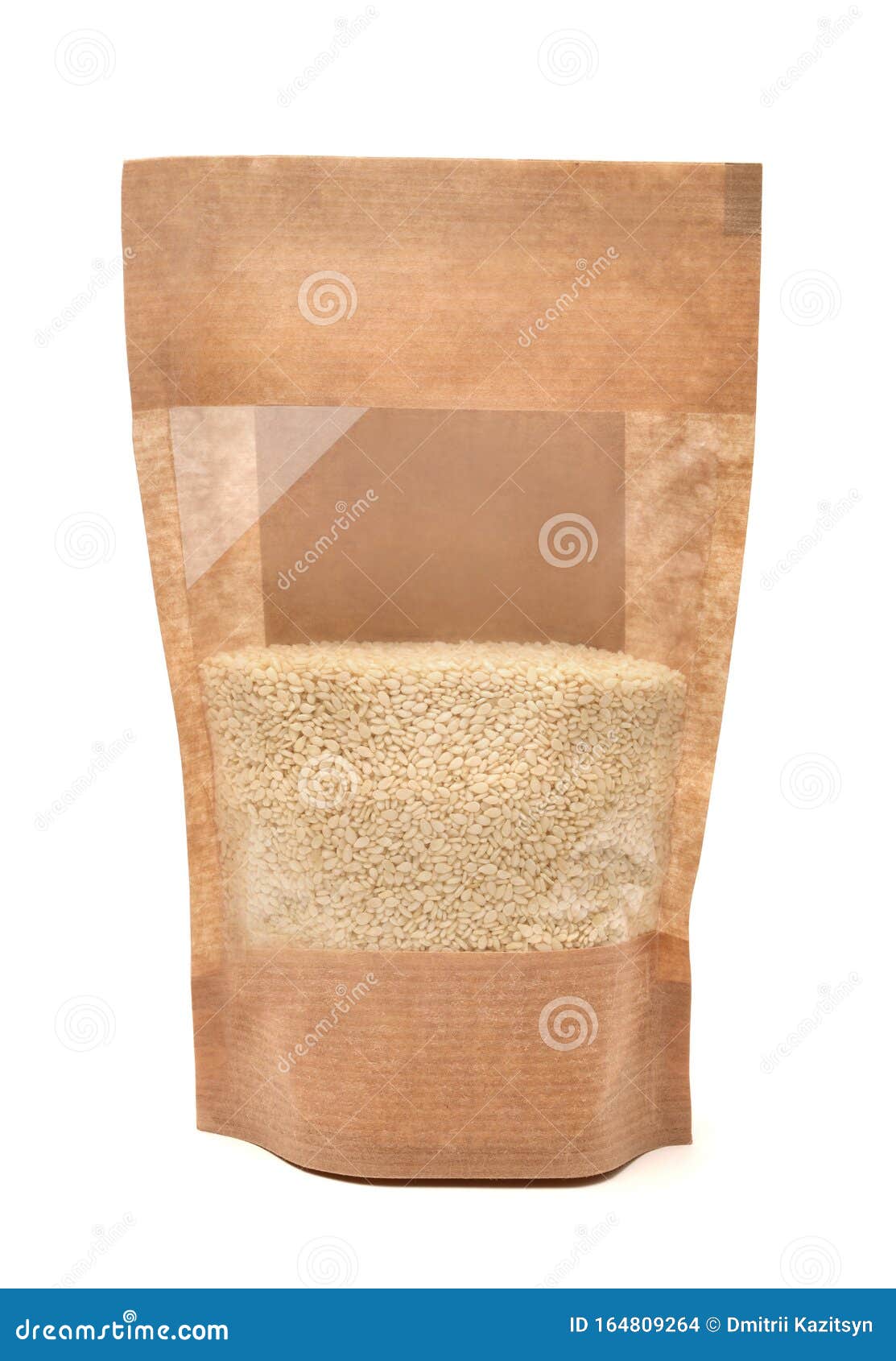 White Sesame Seeds in a Plastic Bag Isolated on White Stock Photo ...