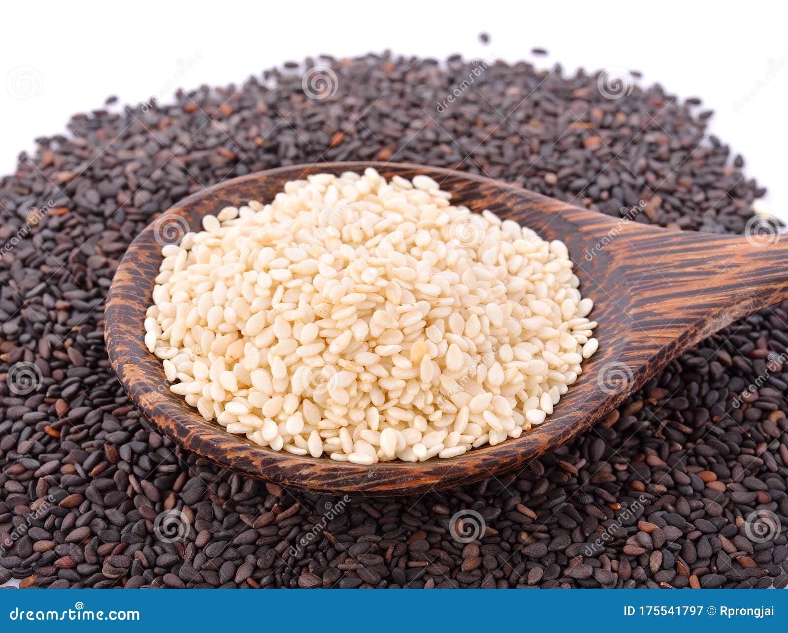 White Sesame Seeds with Wooden Spoon Stock Image - Image of plant ...