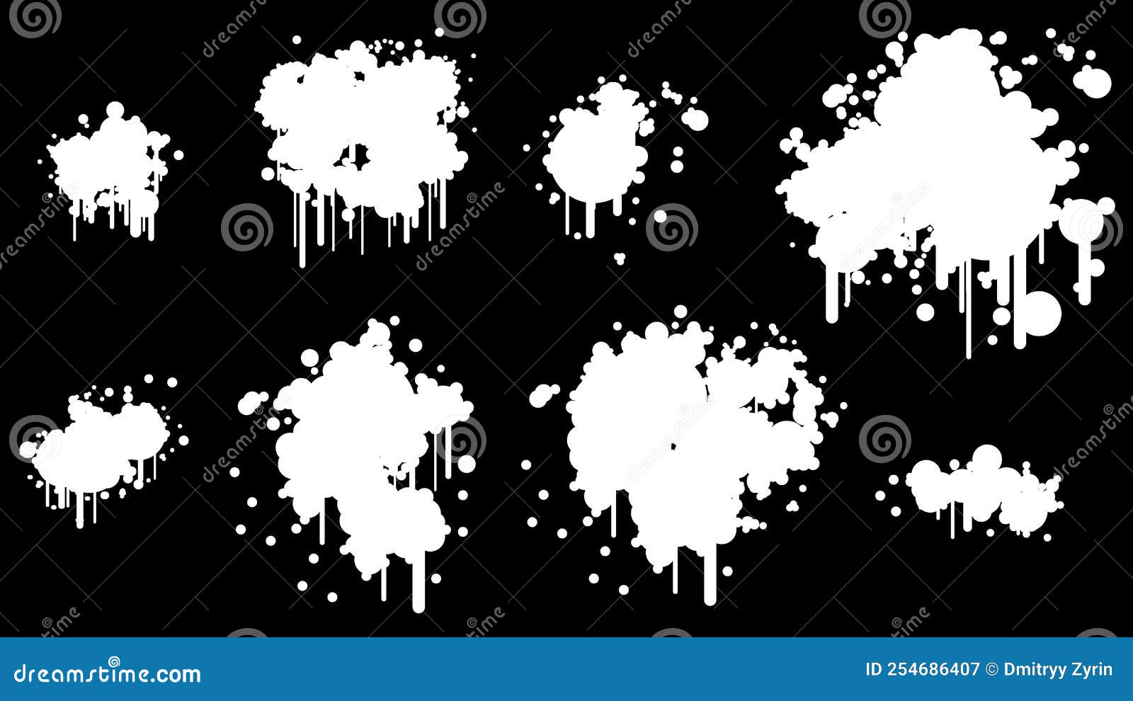 White Set Spray Collection Different Paint Splatter and Blob Splash ...