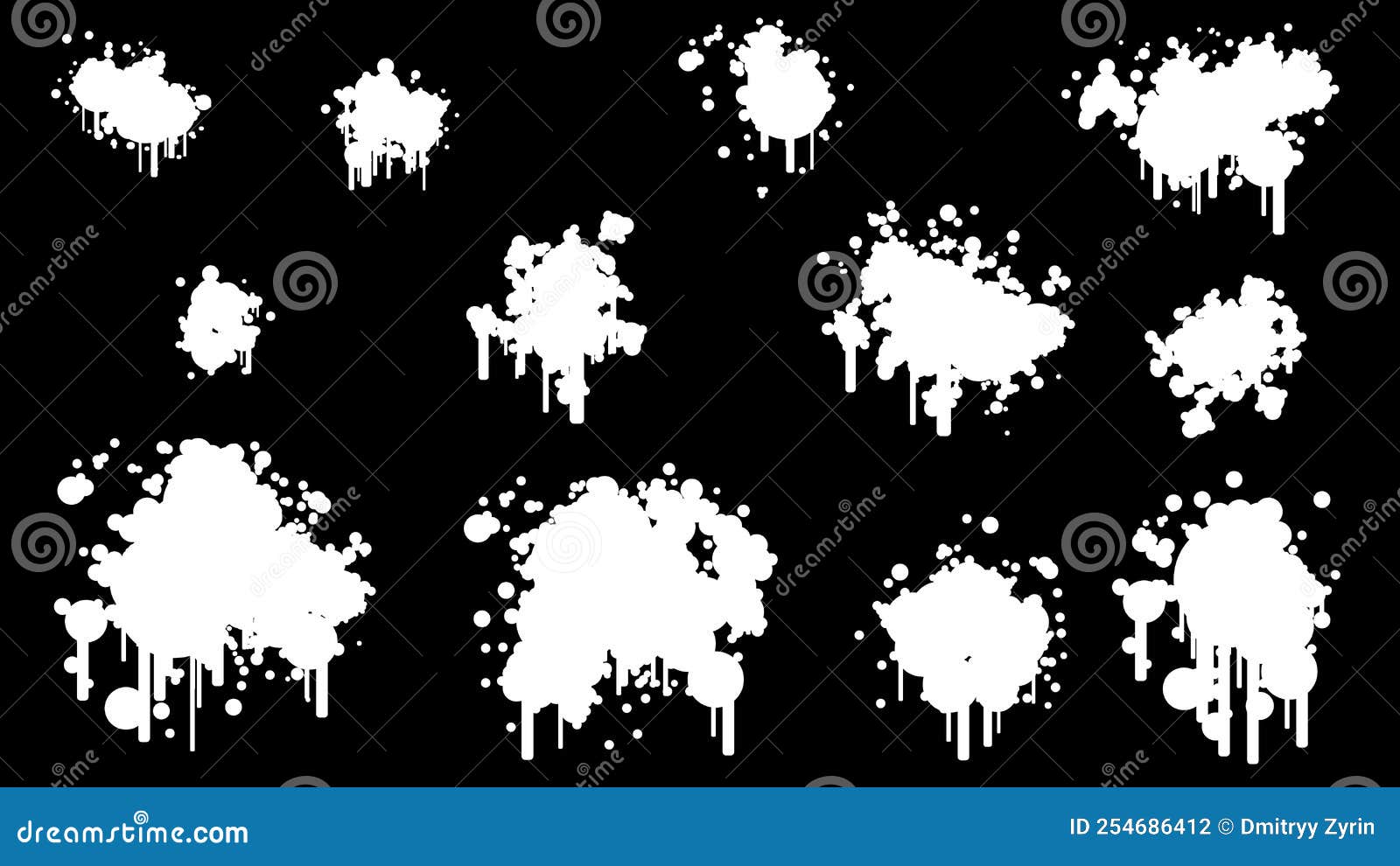 White Set Spray Collection Different Paint Splatter And Blob Splash ...