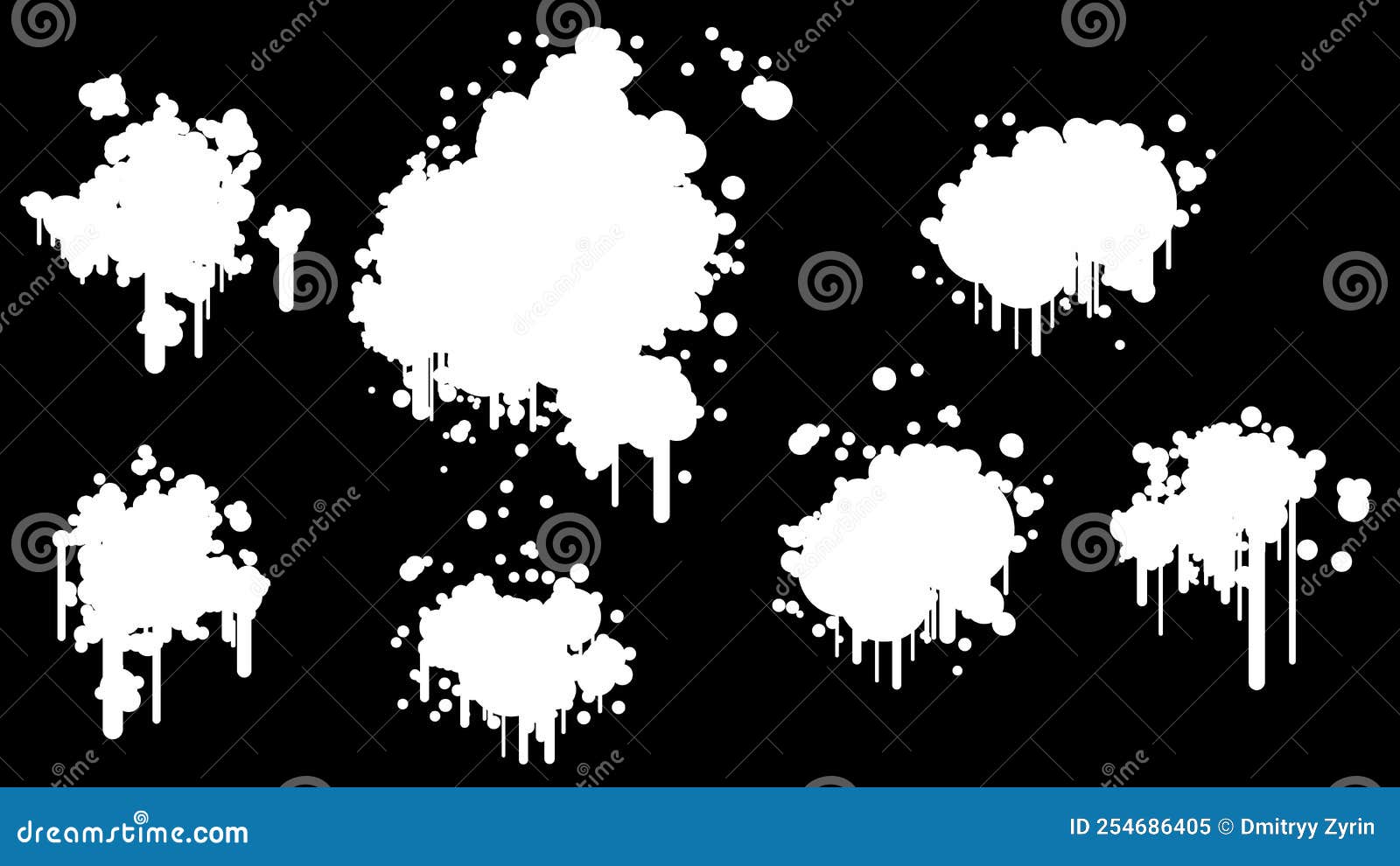 White Set Spray Collection Different Paint Splatter and Blob Splash ...