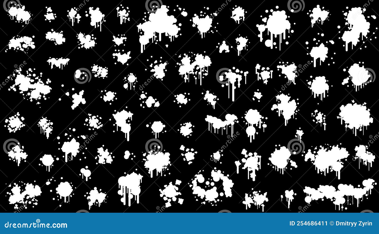 White Set Spray Collection Different Paint Splatter And Blob Splash ...