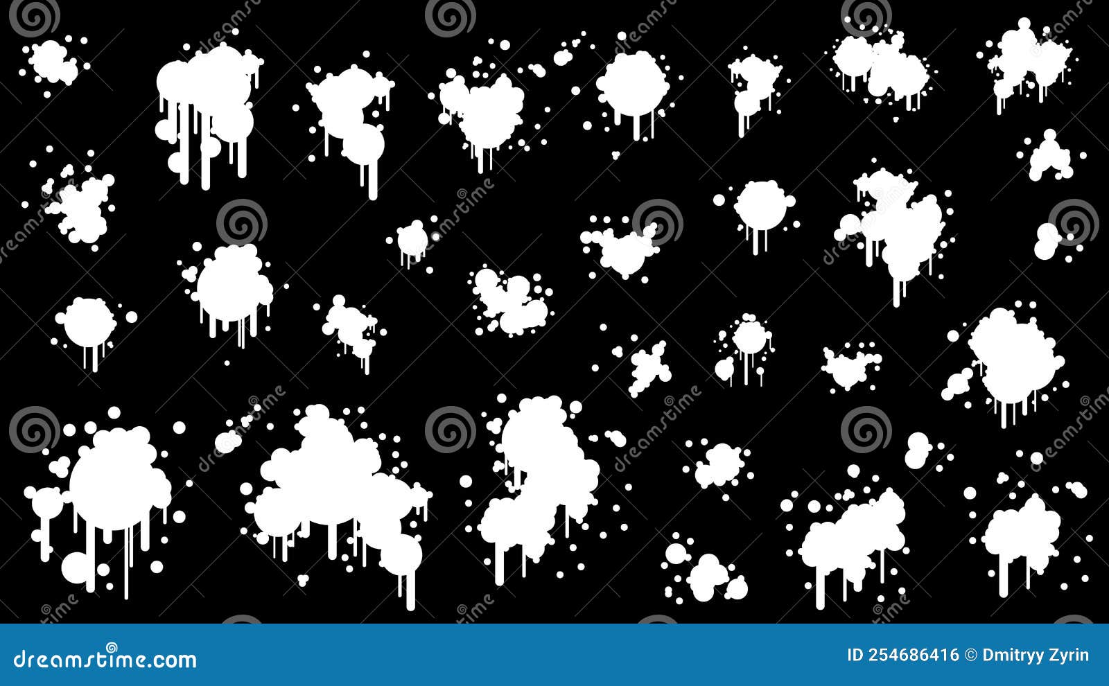 White Set Spray Collection Different Paint Splatter And Blob Splash ...