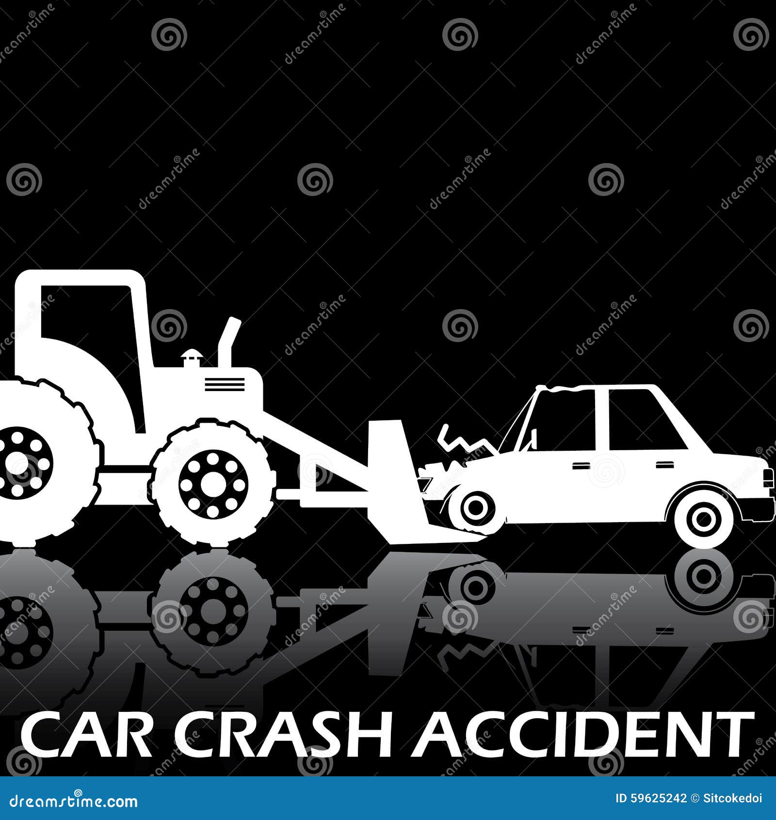 White Shape Car Crash with Tractor Stock Vector - Illustration of death ...
