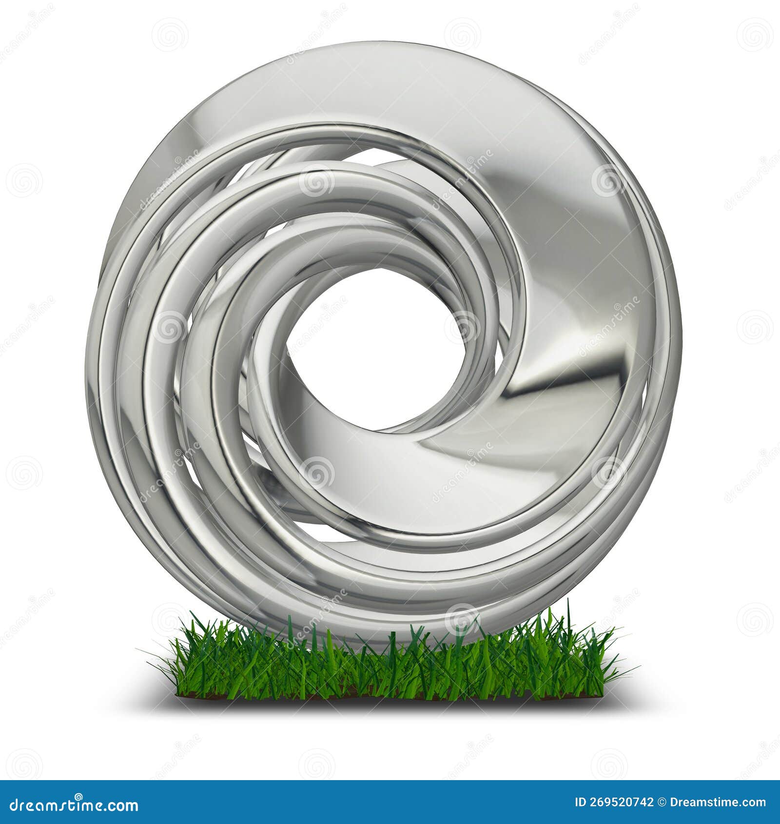 White Shape on the Grass, Background, Unique Design, 3D Render ...