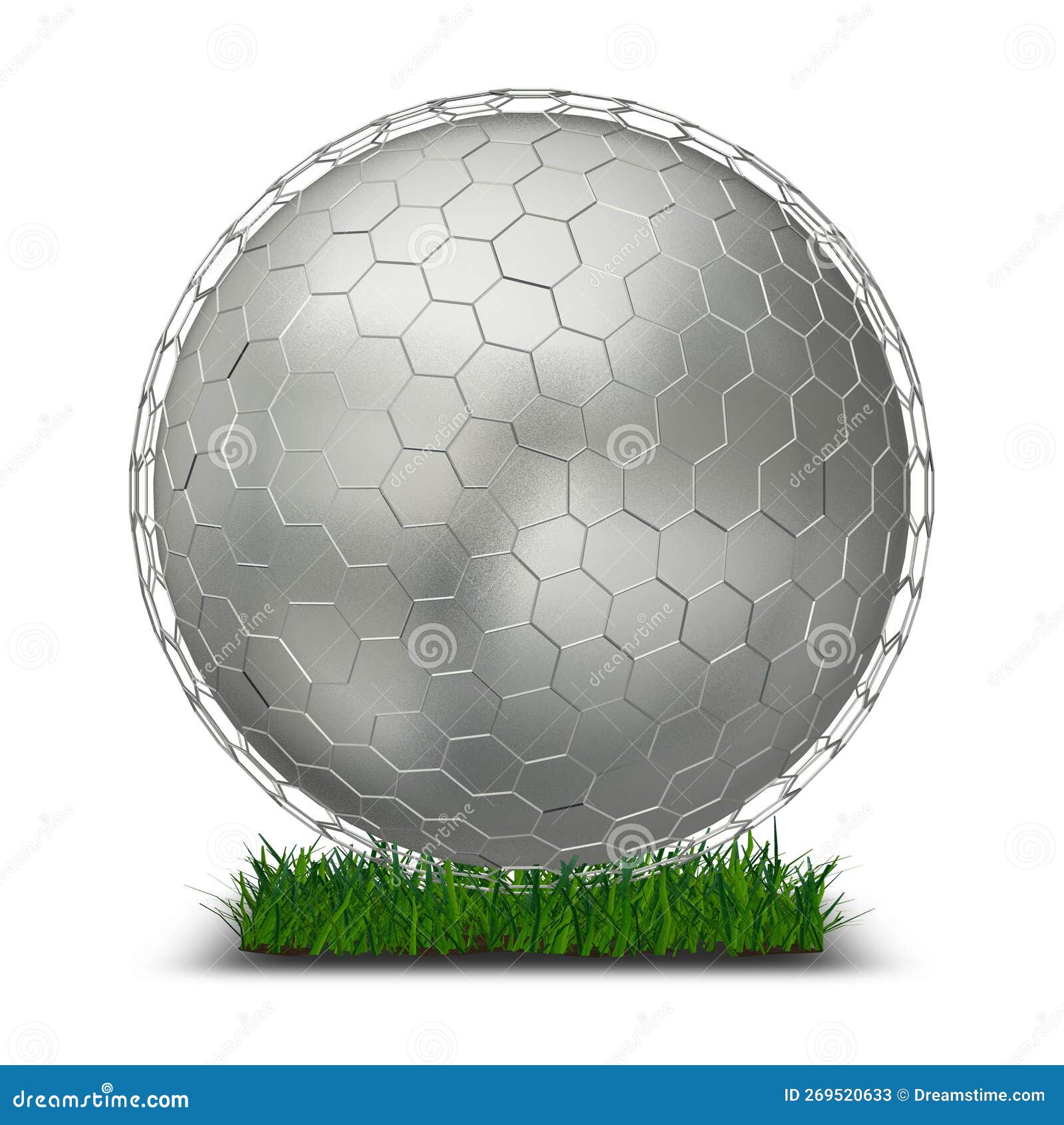 White Shape on the Grass, Geometric Figure, Unique Design, 3D Render ...