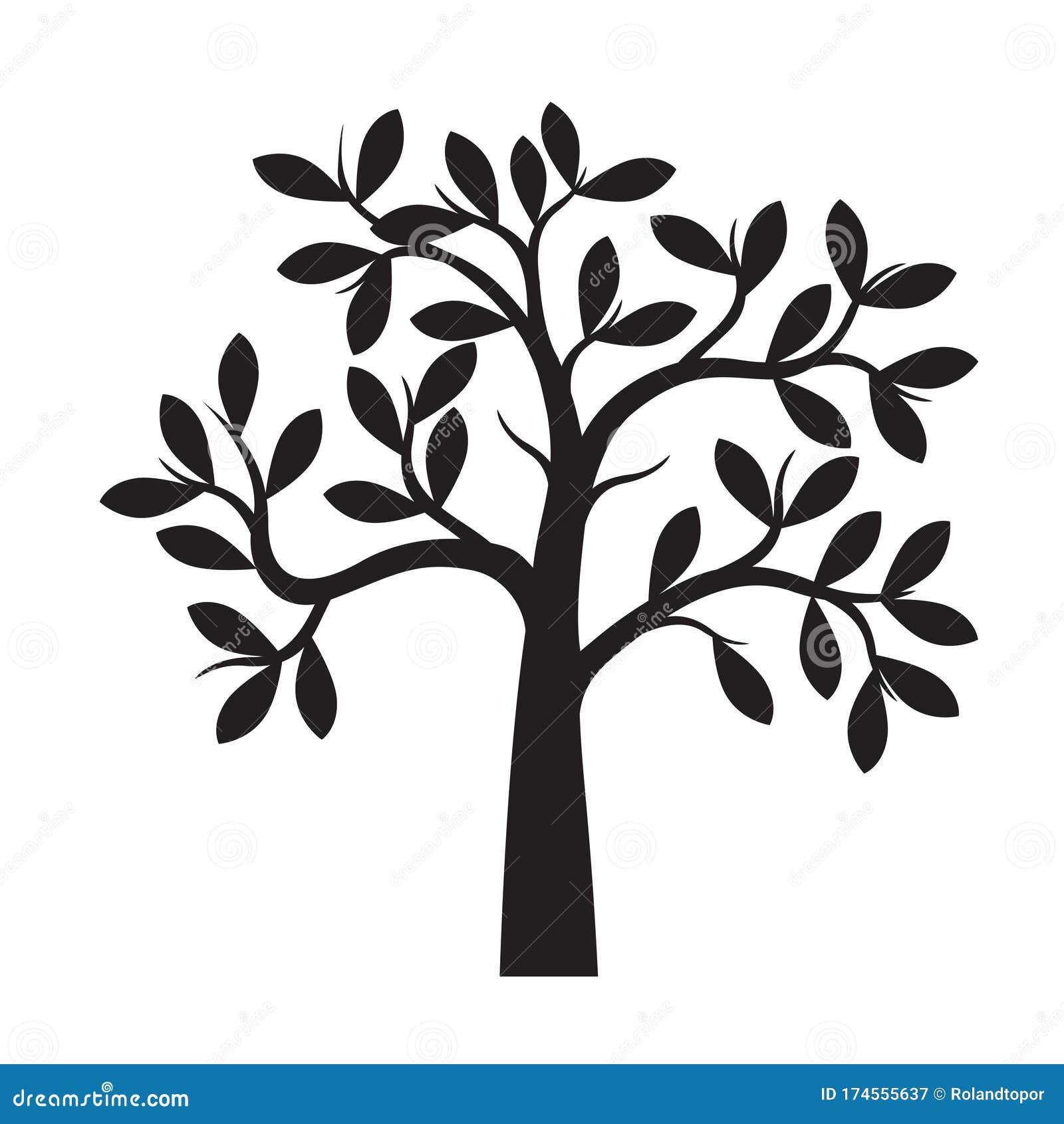 White Shape of Tree with Leaves. Vector Outline Illustration Stock ...