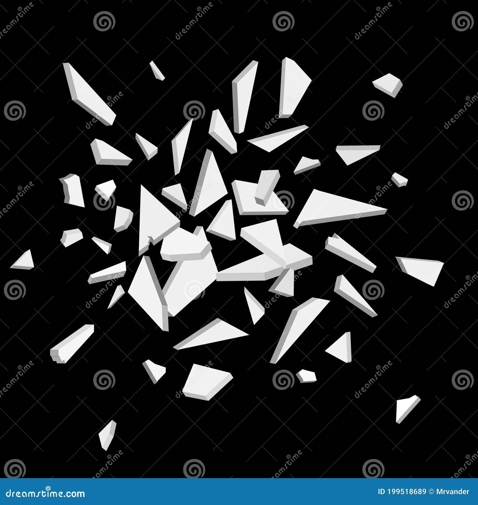 White Shards On Black Background. Abstract Explosion. Vector ...