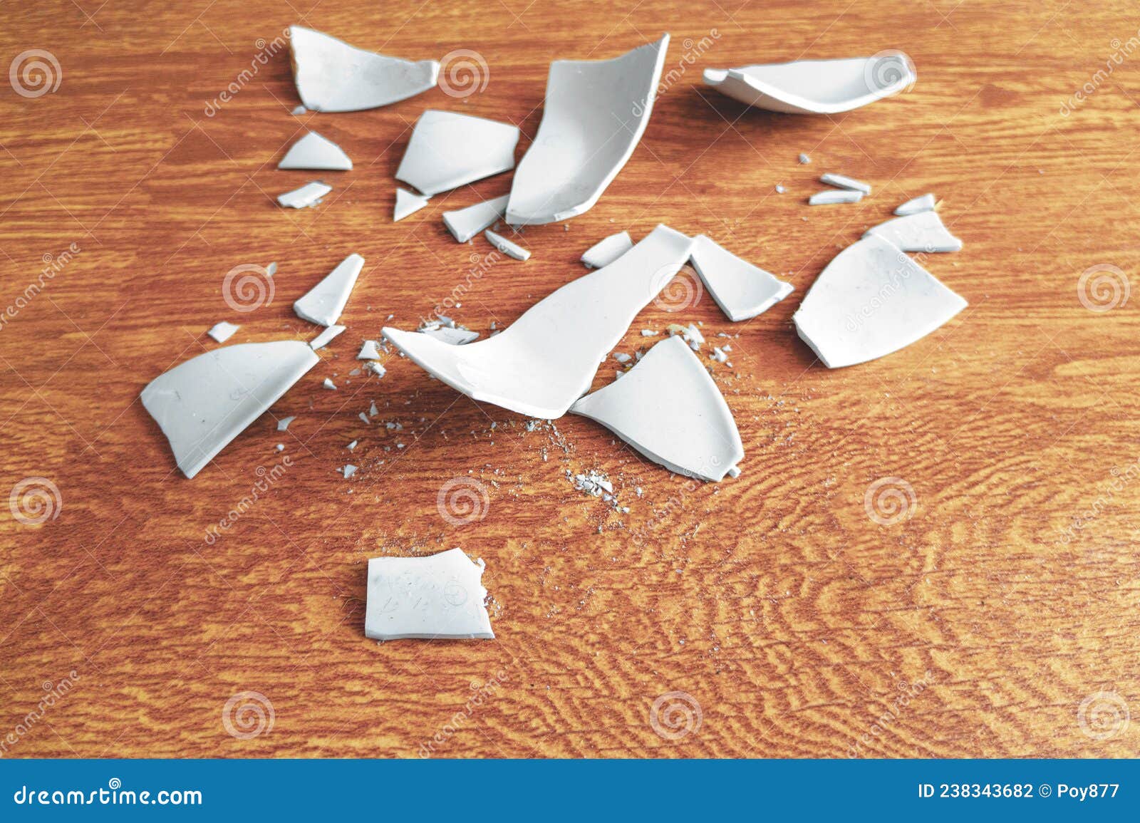 White Shards of a Broken Plate on the Background. Splinters Stock Photo ...