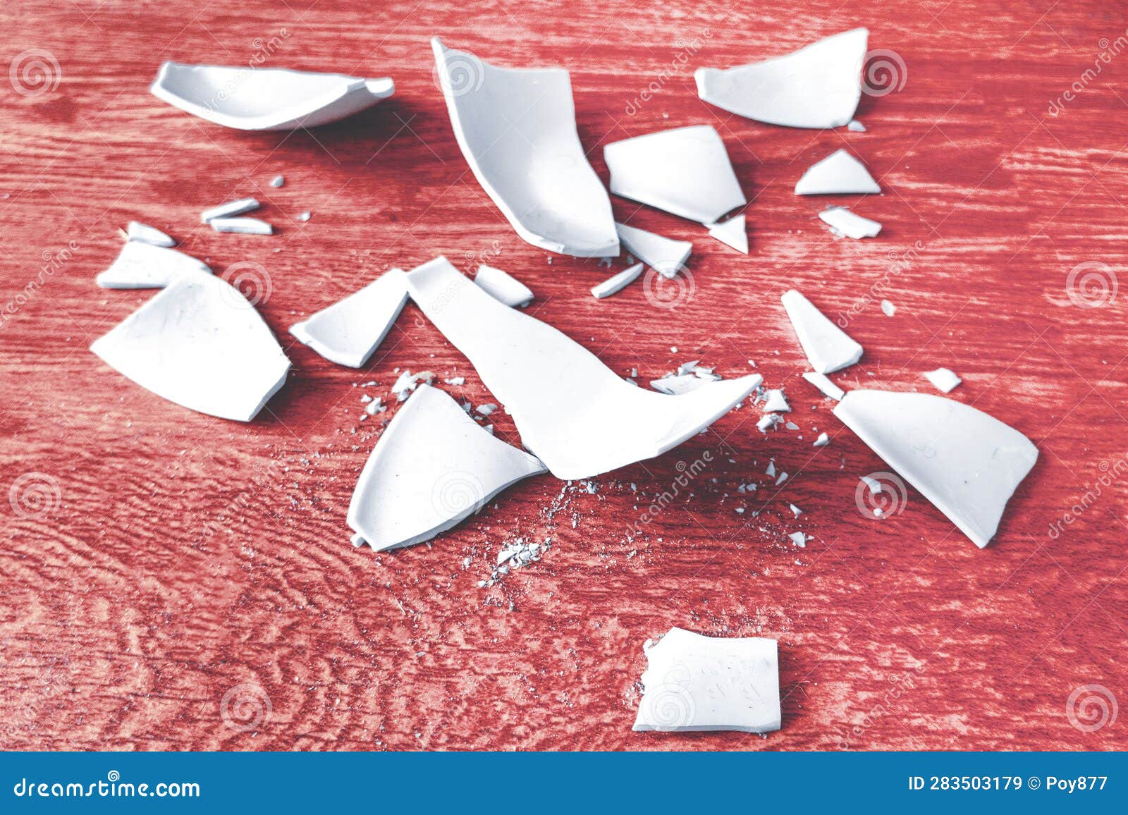 White Shards of a Broken Plate. Shards and Pieces of a Broken Tableware ...