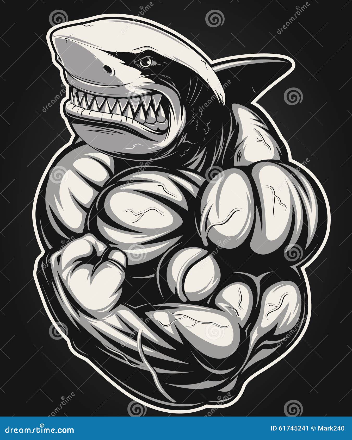 White shark bodybuilder stock vector. Illustration of black - 61745241