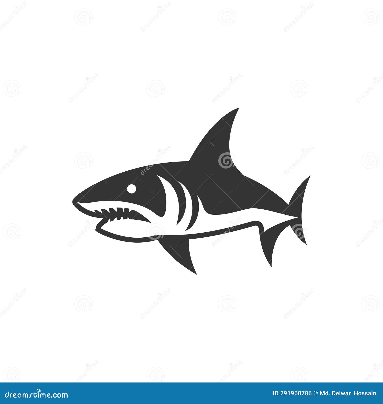 White shark icon stock vector. Illustration of text - 291960786
