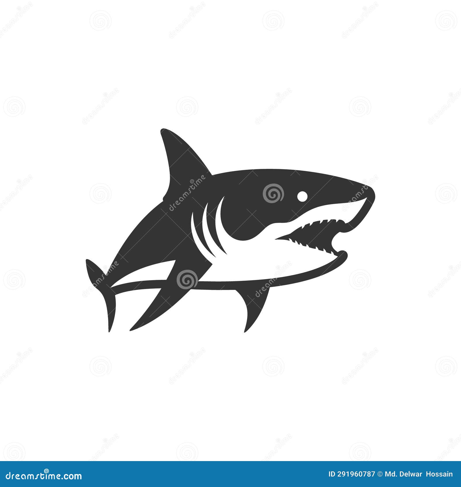 White shark icon stock vector. Illustration of sign - 291960787